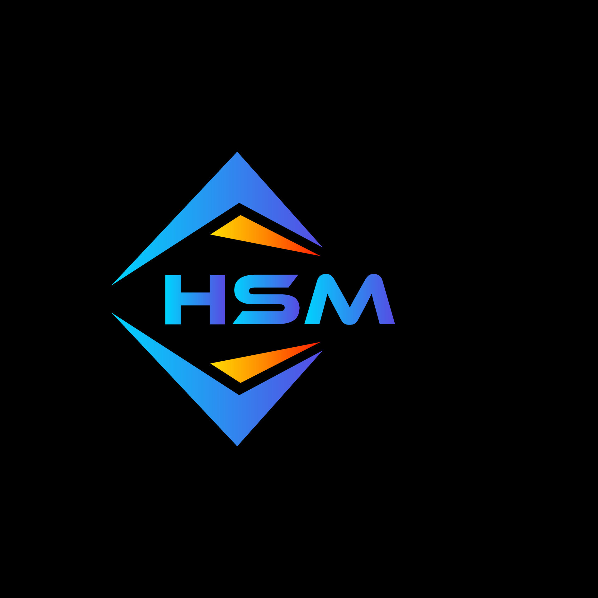 HSM abstract technology logo design on Black background. HSM creative initials letter logo ...