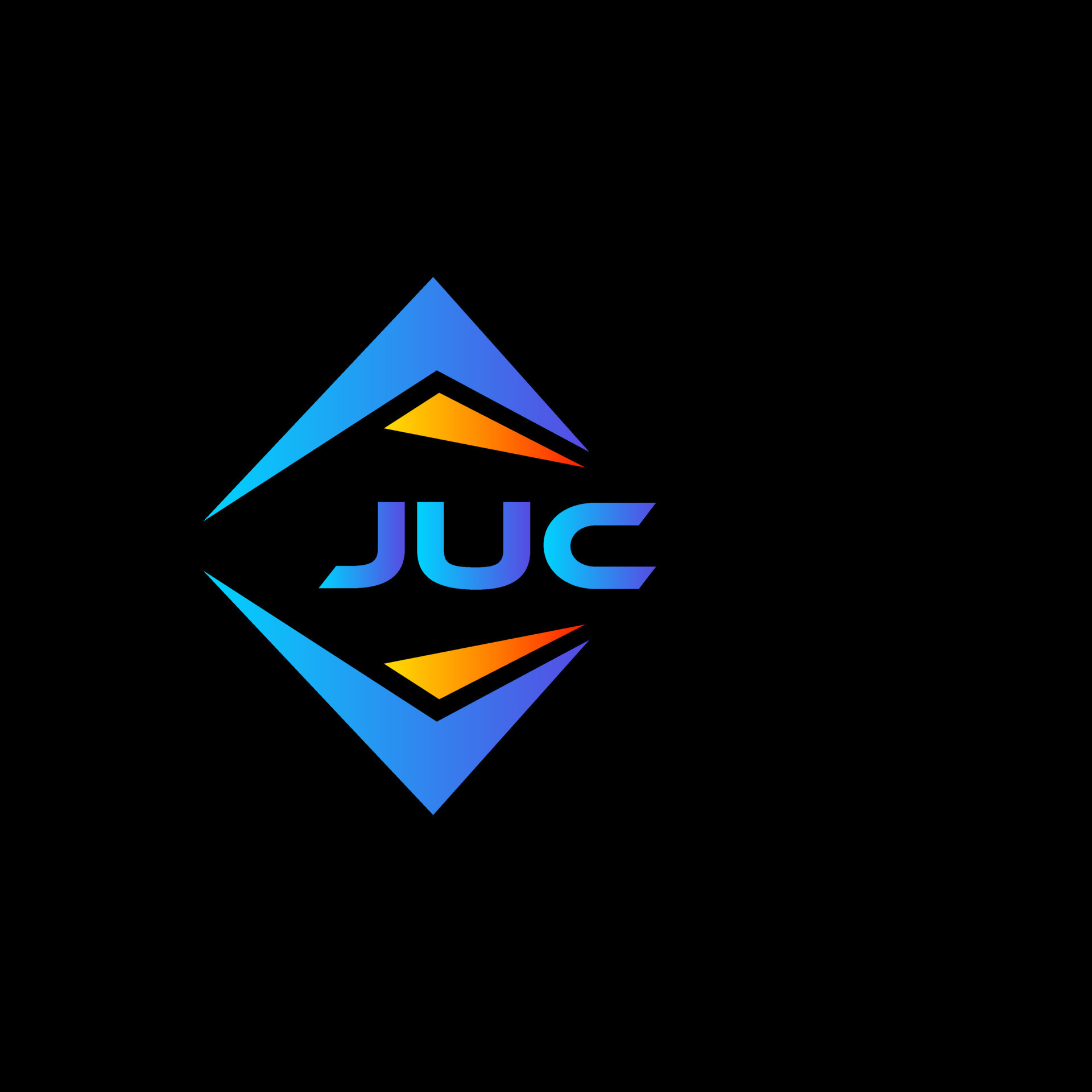 juc diseño de logotipo de tecnología abstracta sobre fondo negro. juc creative iniciales carta ...