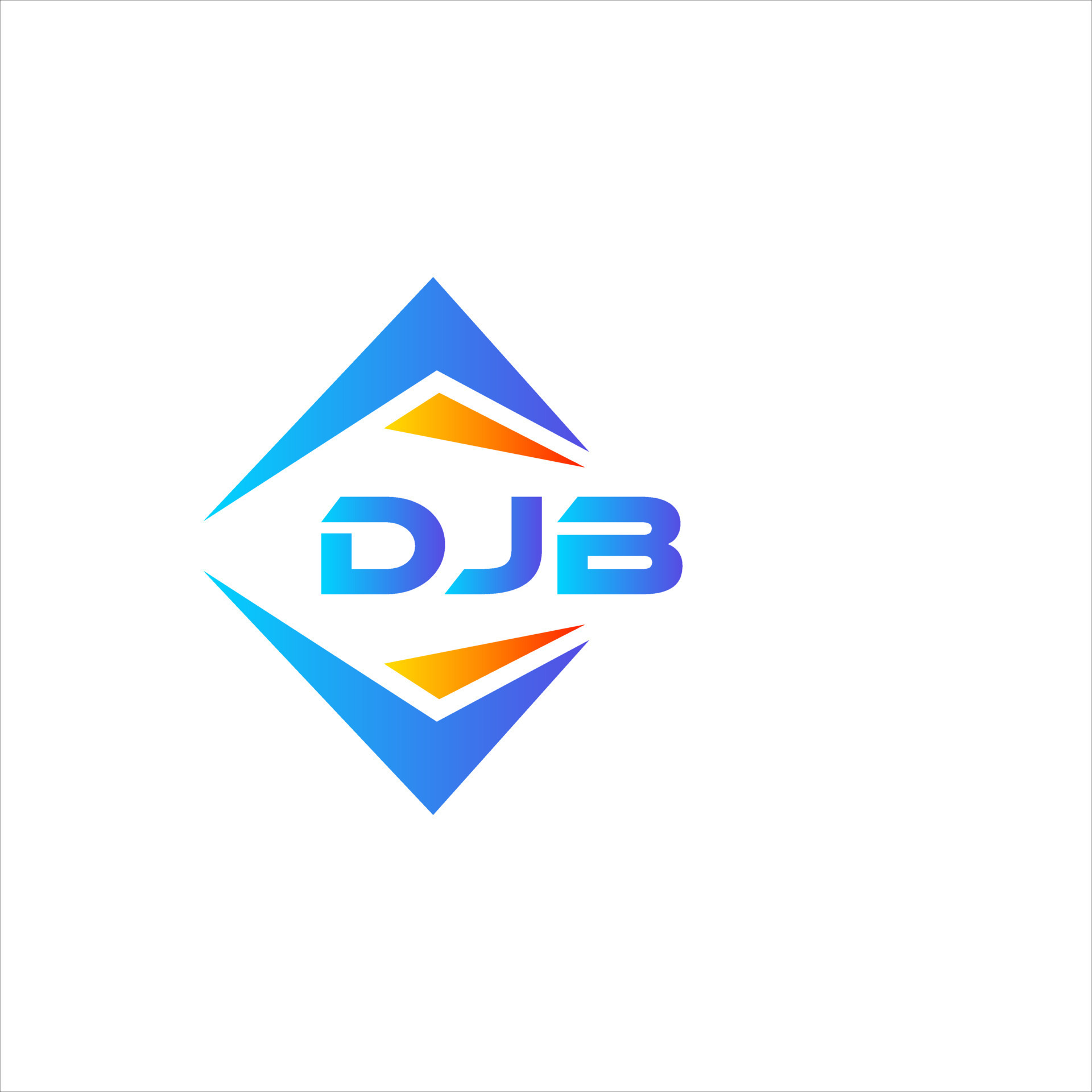 Diseño de logotipo de tecnología abstracta djb sobre fondo blanco. Concepto de logotipo de letra ...