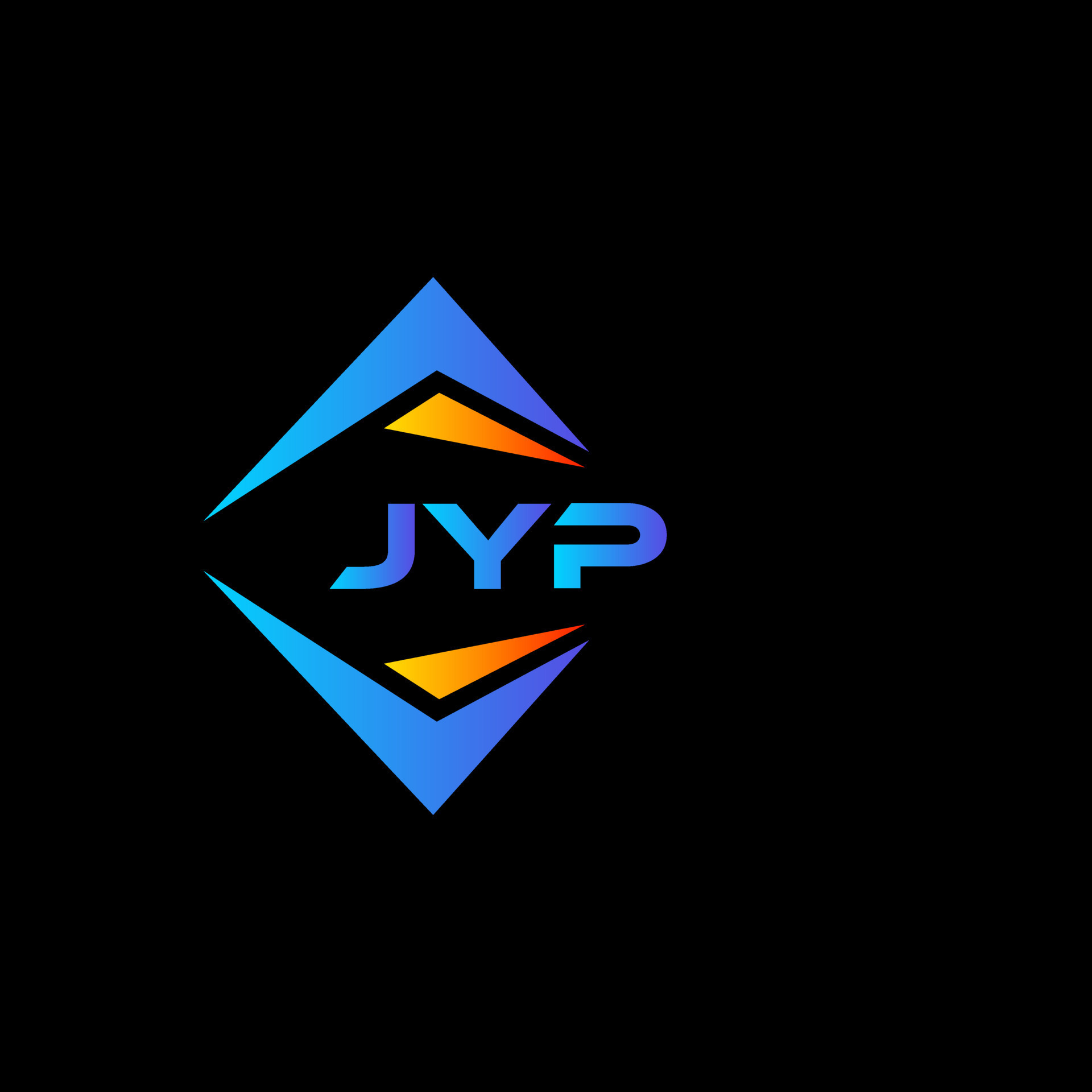 jyp diseño de logotipo de tecnología abstracta sobre fondo negro. concepto de logotipo de letra ...
