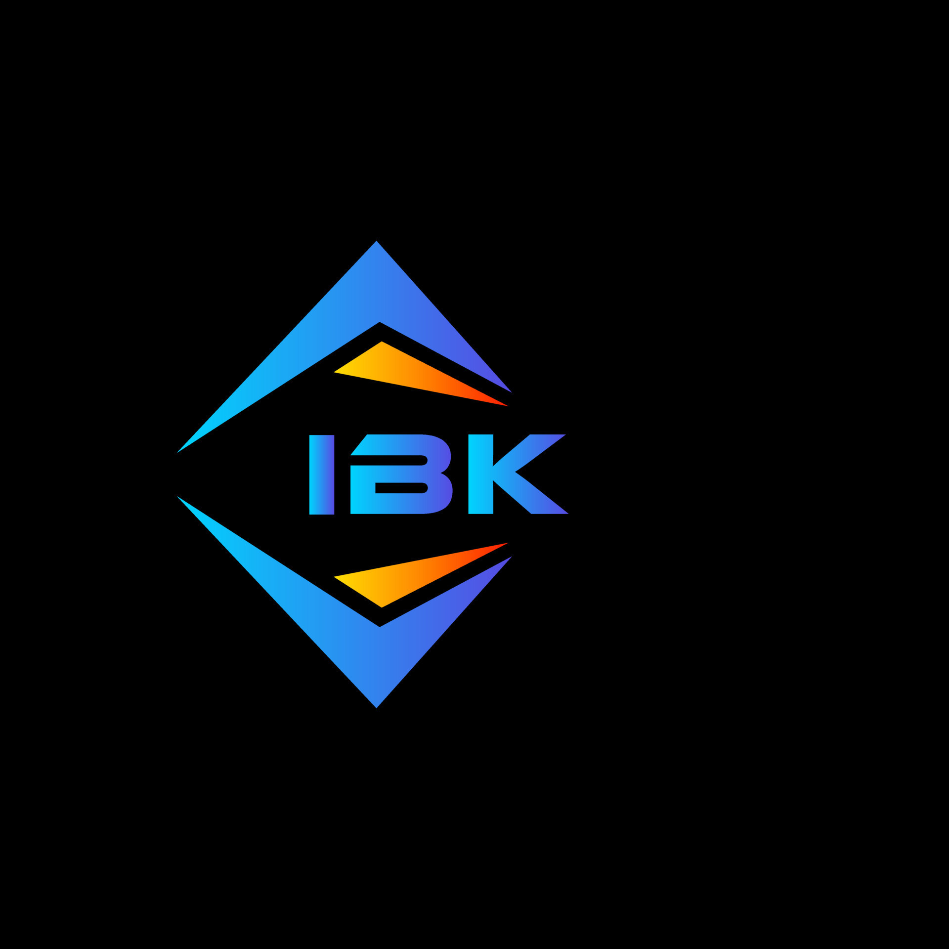 IBK abstract technology logo design on Black background. IBK creative initials letter logo ...