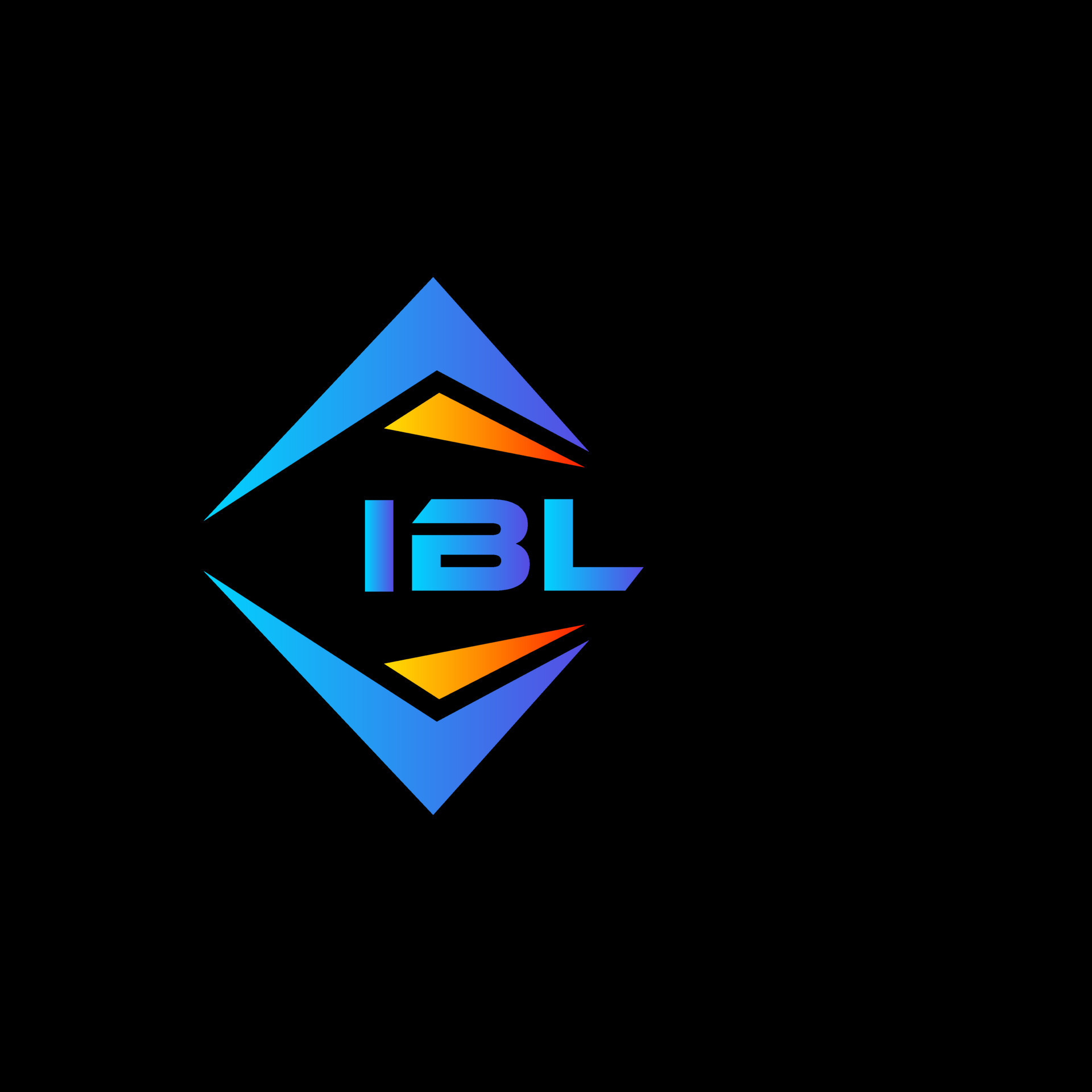 diseño de logotipo de tecnología abstracta ibl sobre fondo negro. concepto de logotipo de letra ...