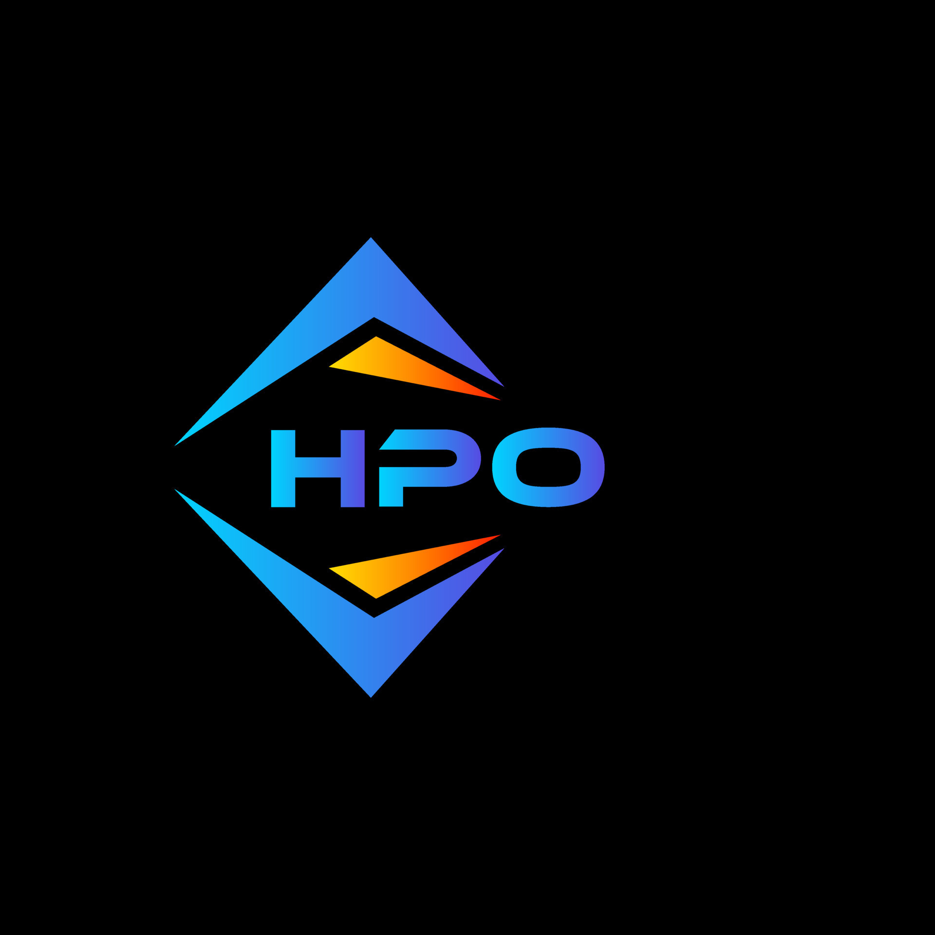 diseño de logotipo de tecnología abstracta hpo sobre fondo negro. concepto de logotipo de letra ...