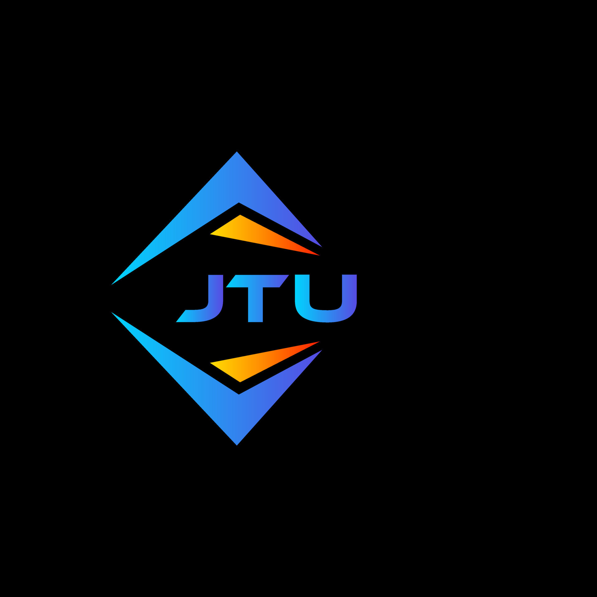 jtu diseño de logotipo de tecnología abstracta sobre fondo negro. concepto de logotipo de letra ...