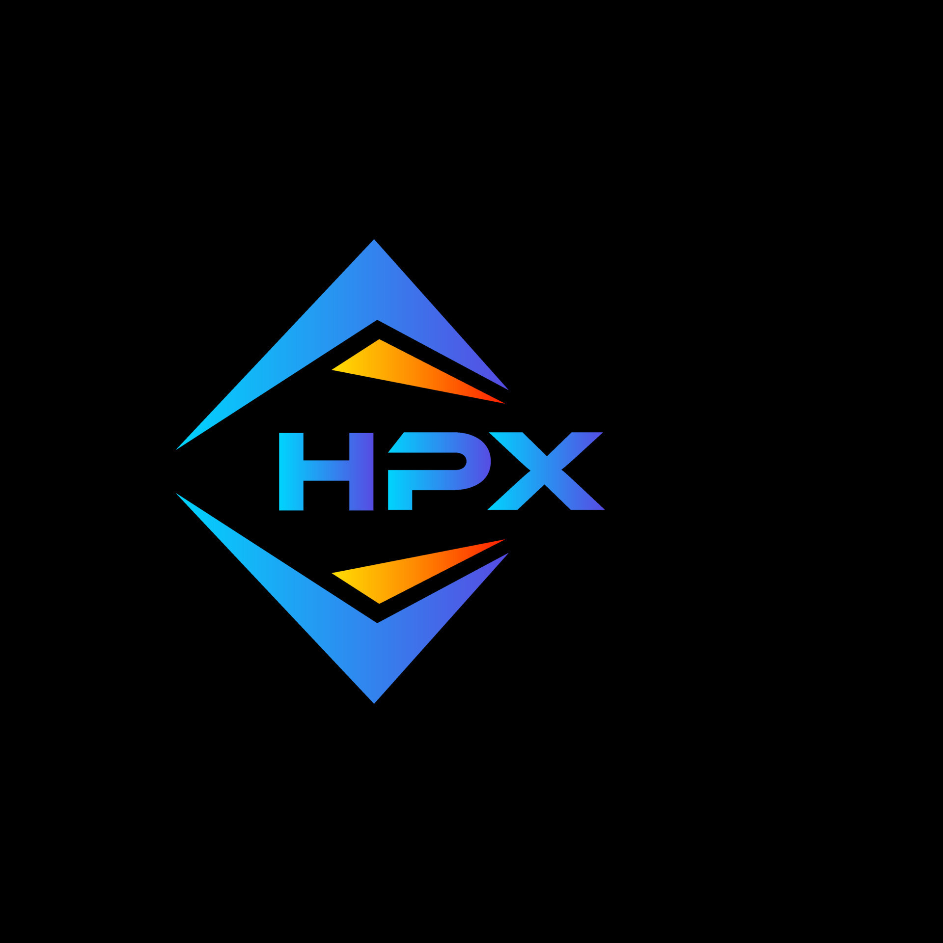 diseño de logotipo de tecnología abstracta hpx sobre fondo negro. concepto de logotipo de letra ...
