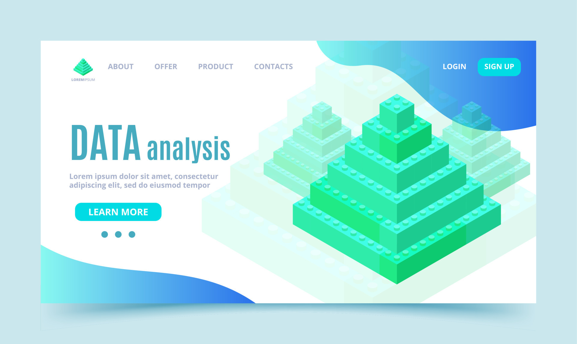Data Analysis Web Template With Plastic Block Pyramids For Print And