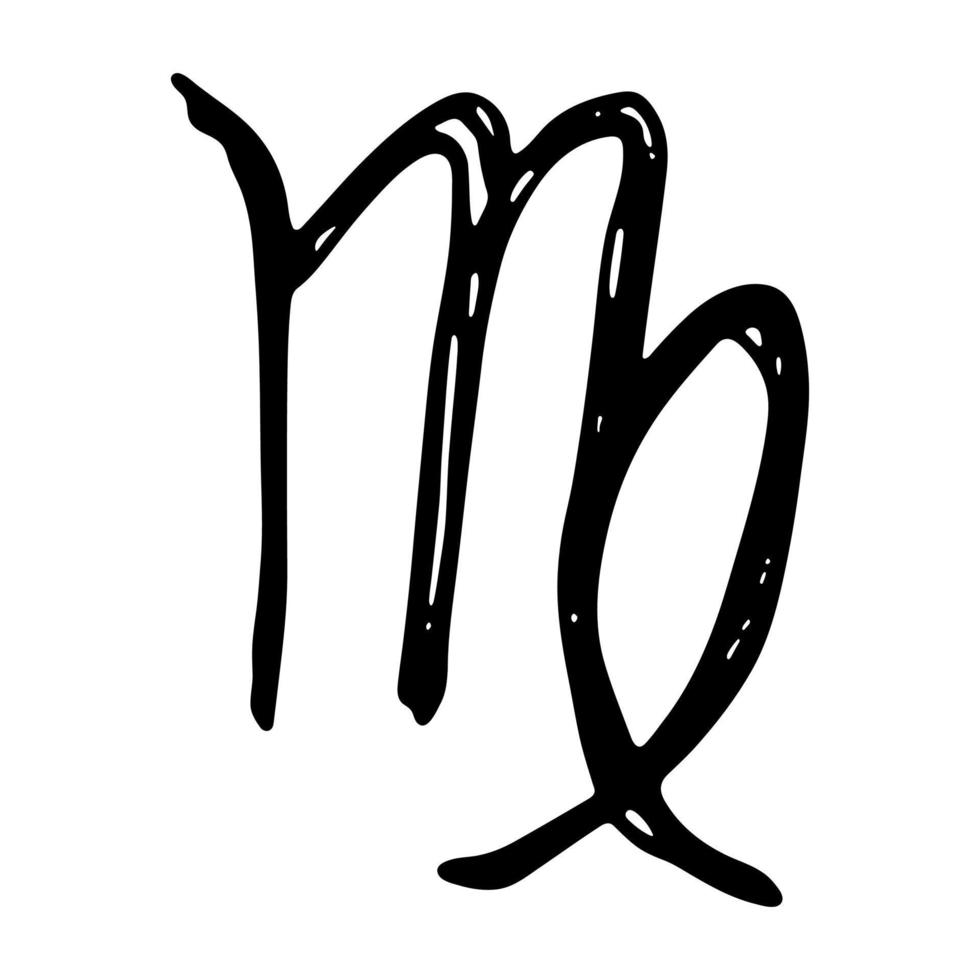 Hand Drawn Virgo Zodiac Sign Esoteric Symbol Doodle Astrology Clipart Element For Design