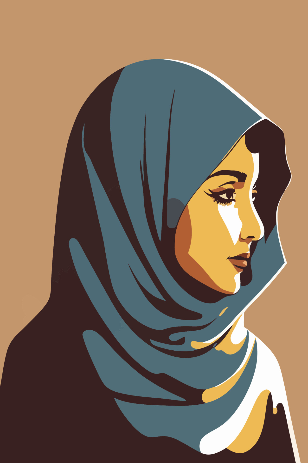 Portrait Of A Muslim Woman In A Hijab Vector Illustration 19015807