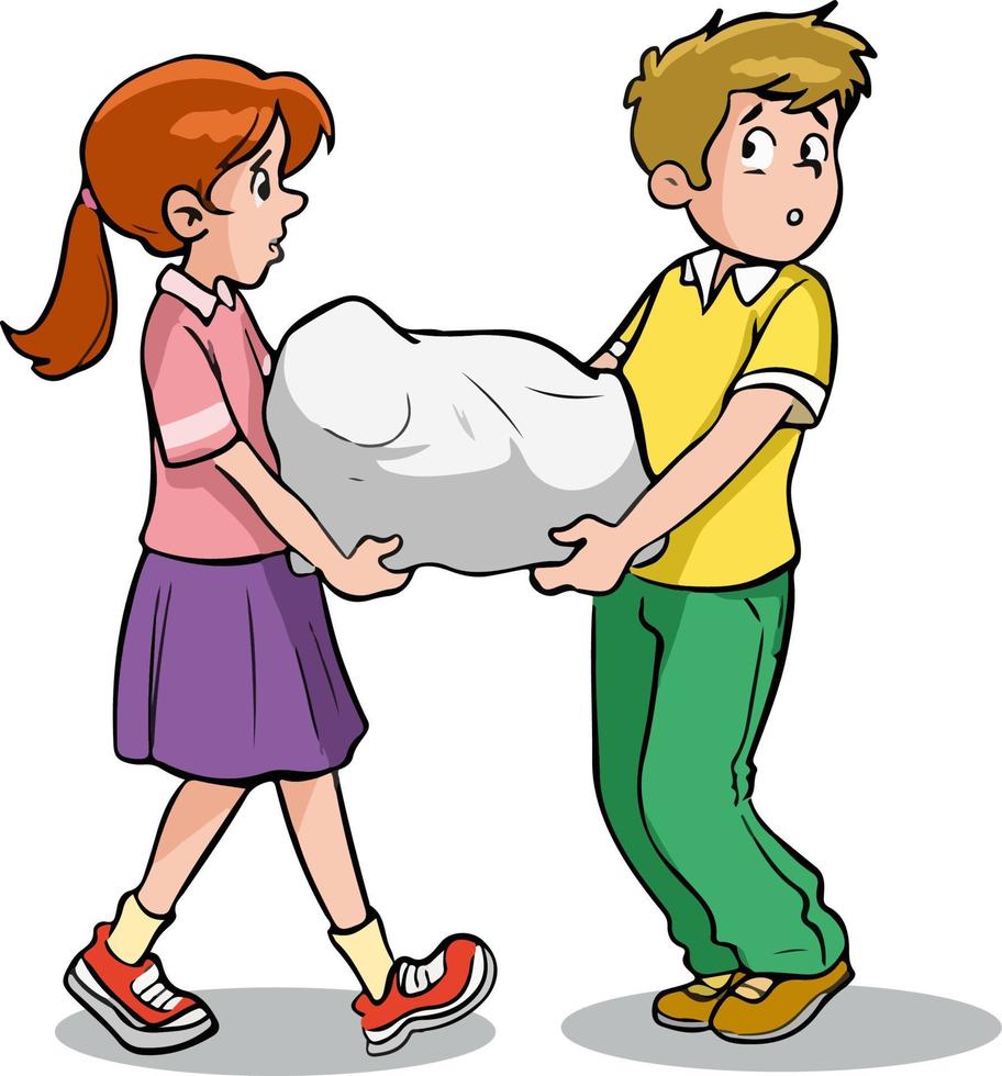 dos niños levantando y cargando un pesado vector de piedra 19015823 ... dos niños levantando y cargando un pesado vector de piedra 19015823 ...