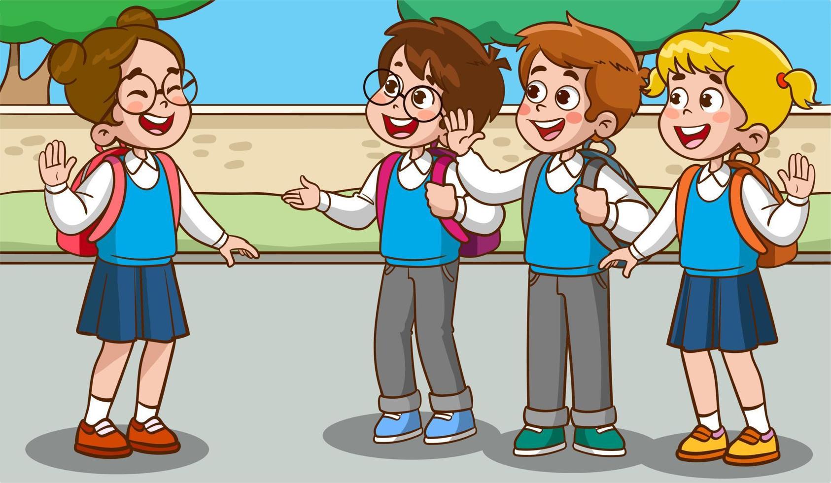 un grupo de estudiantes niños hablando vector de dibujos animados ... un grupo de estudiantes niños hablando vector de dibujos animados ...