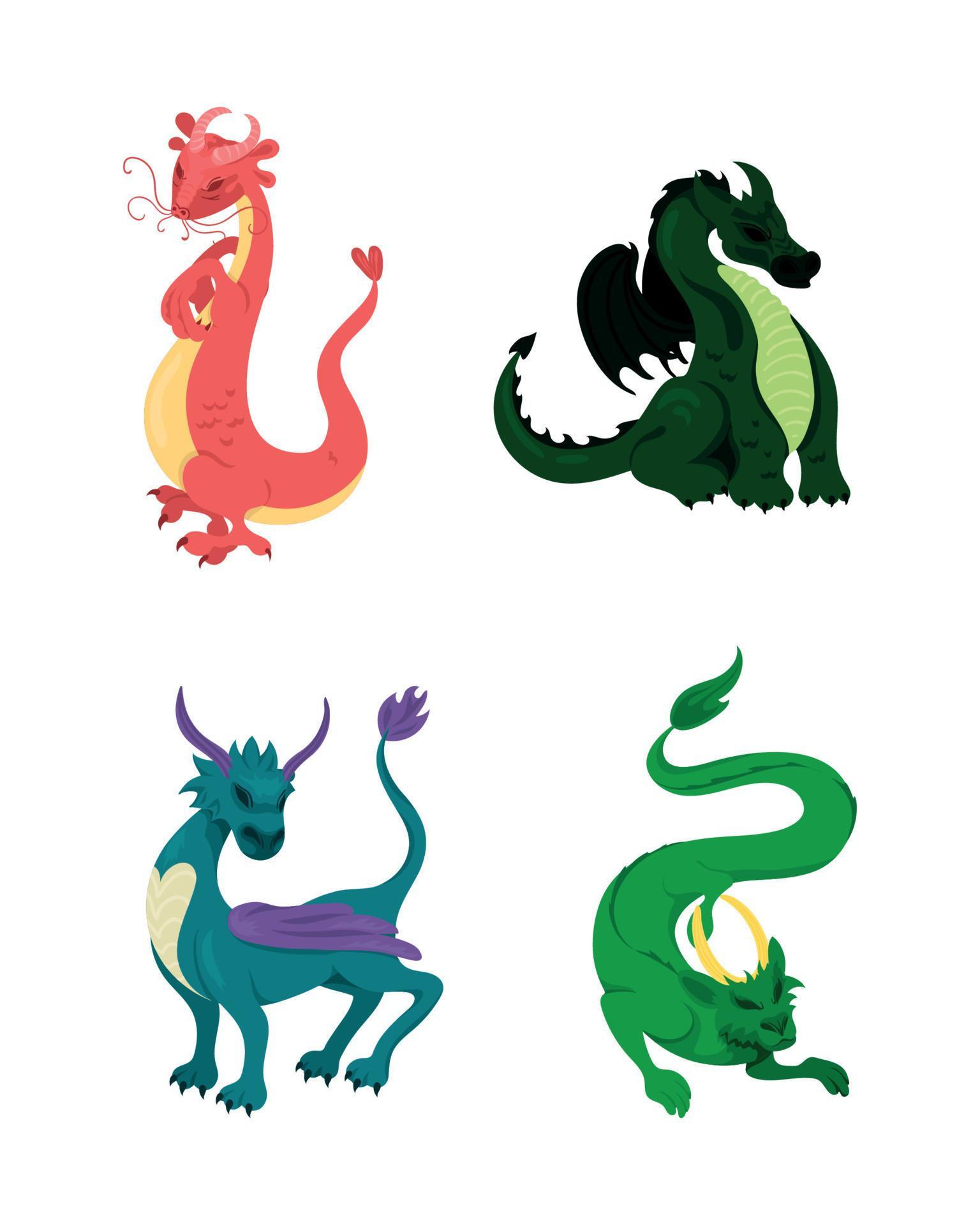 Cartoon Dragons Set 19019877 Vector Art at Vecteezy