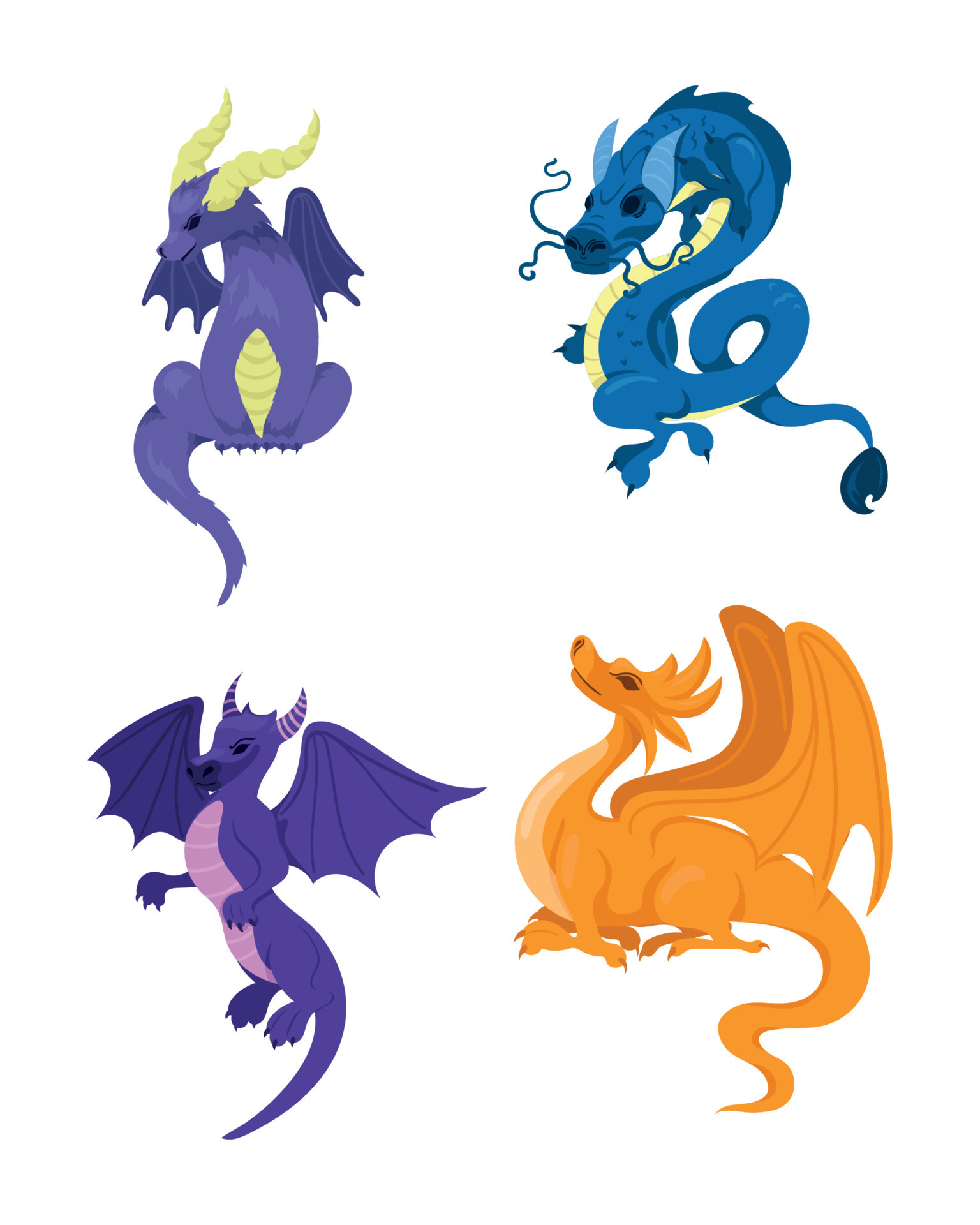 Cartoon Dragons Set 19020545 Vector Art at Vecteezy