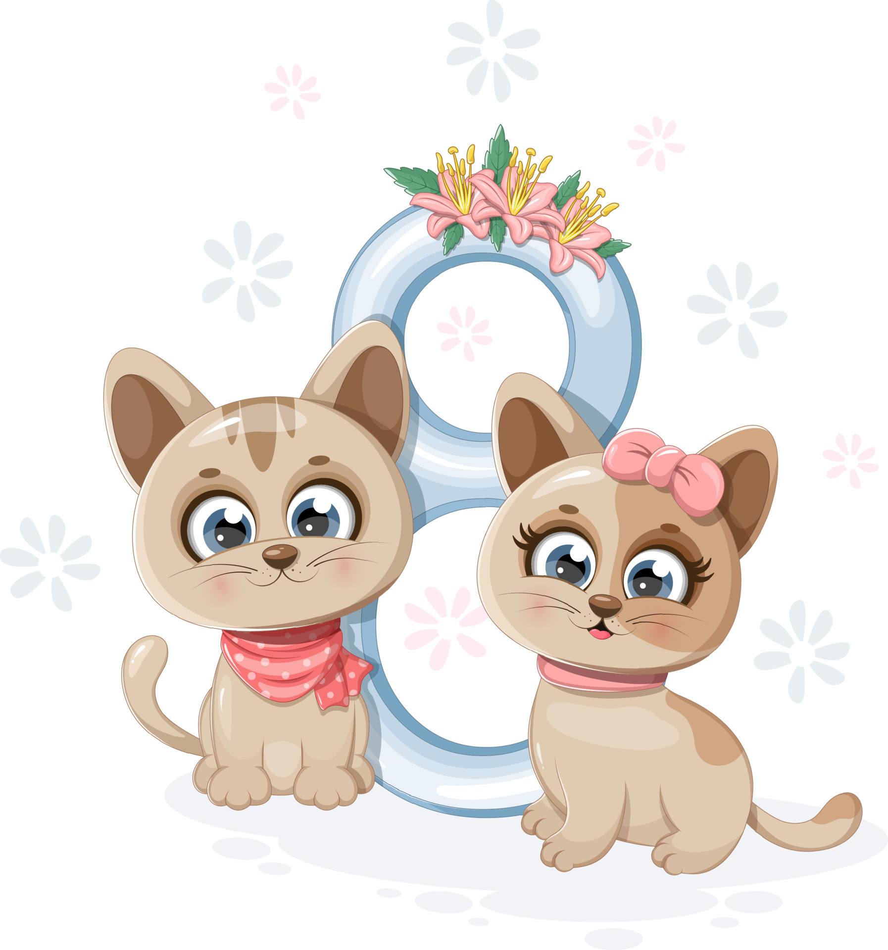 Cartoon and cute kittens with number 8 19022215 Vector Art at Vecteezy