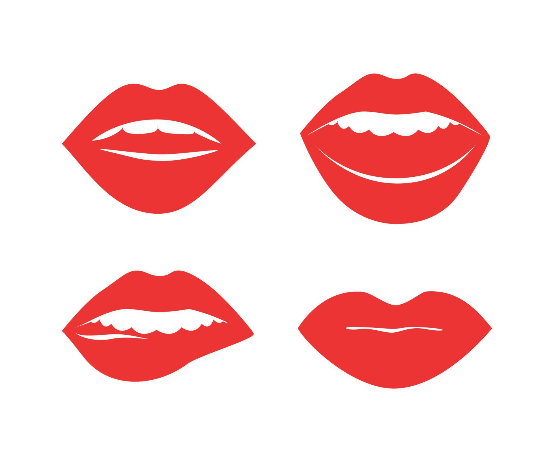 Set Of Womens Lips With Red Lipstick 19022431 Vector Art At Vecteezy