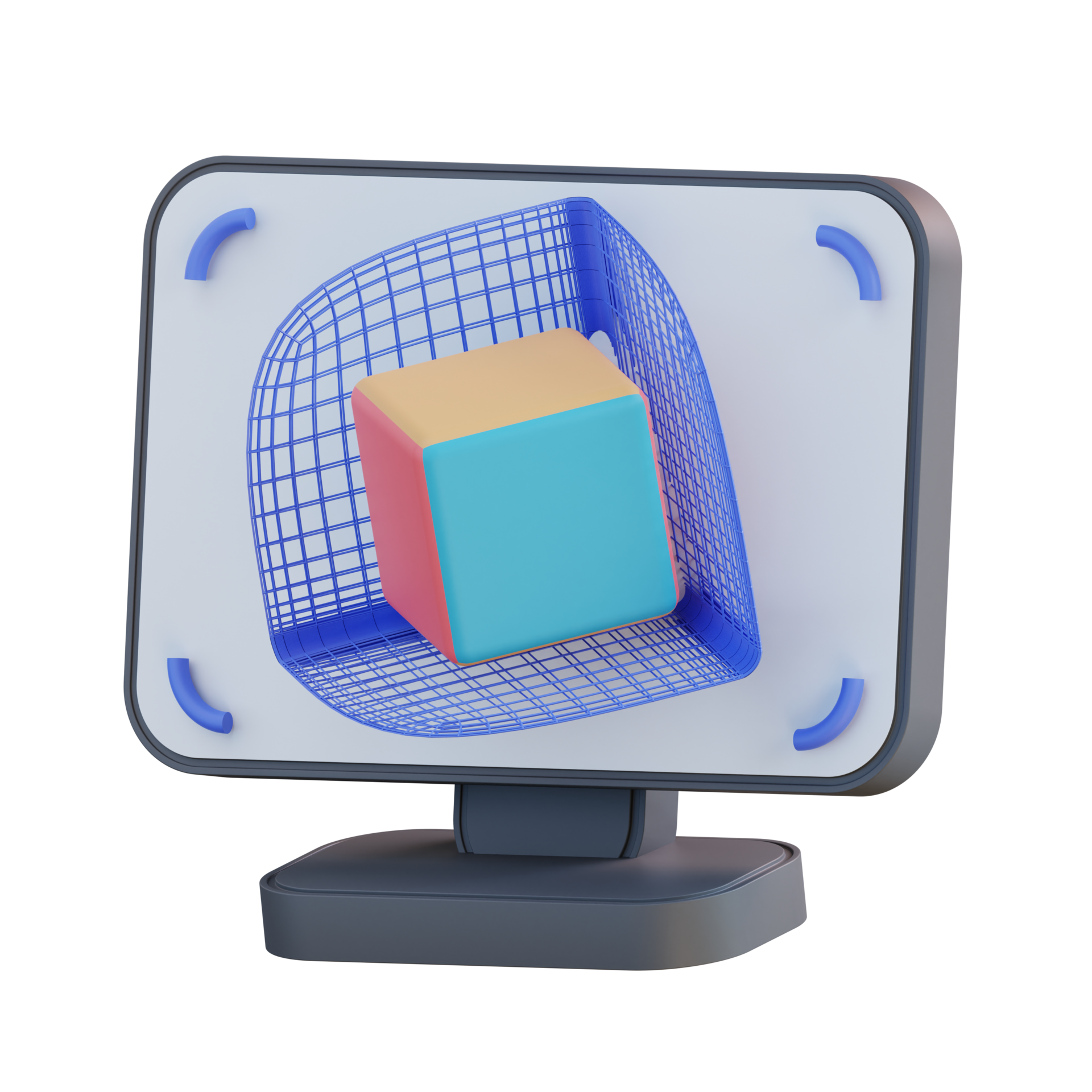 3D illustration computer and 3d modeling 19024708 PNG