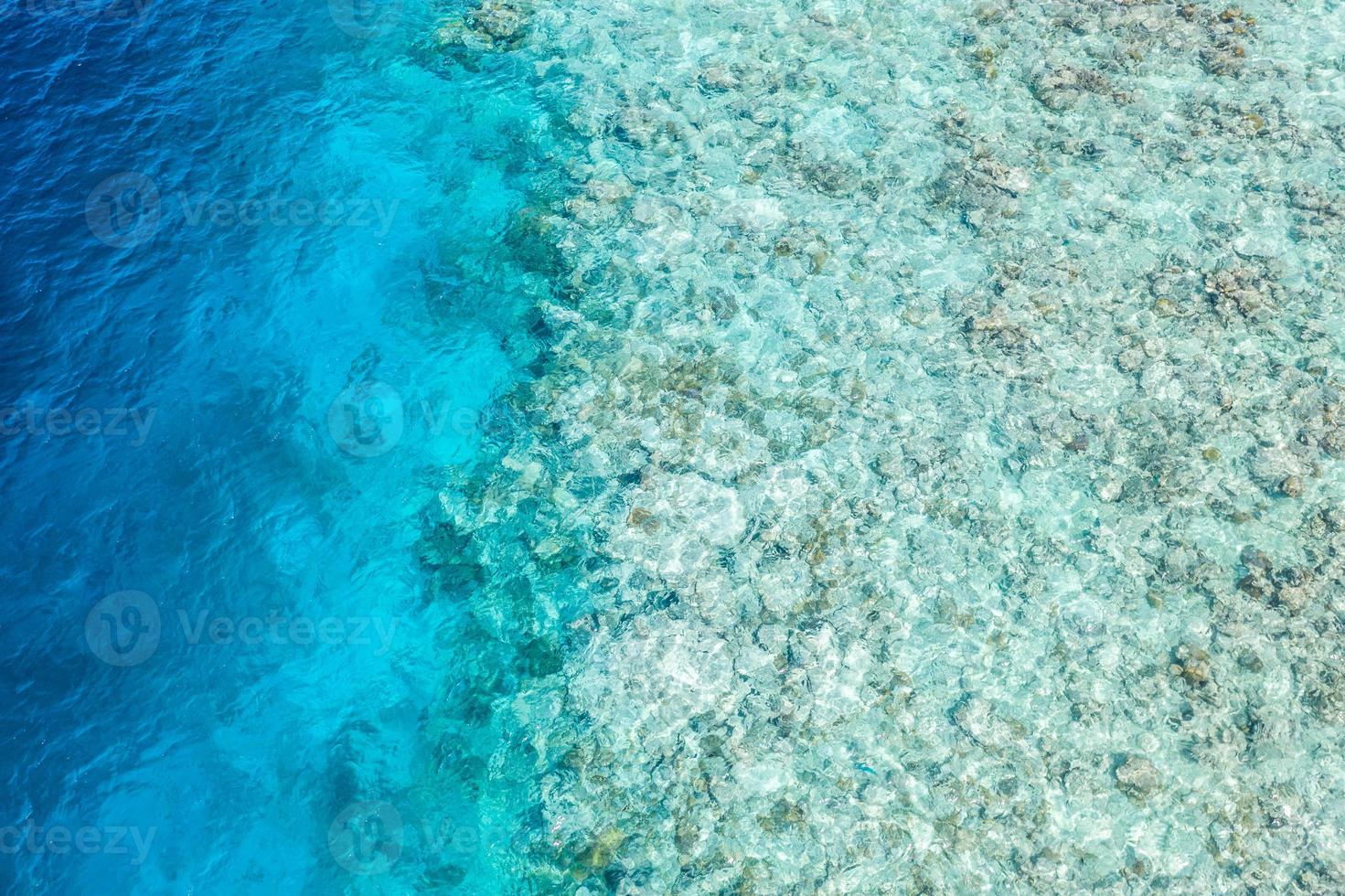 Beautiful coral reef in Maldives island, aerial landscape, shallow sea ...