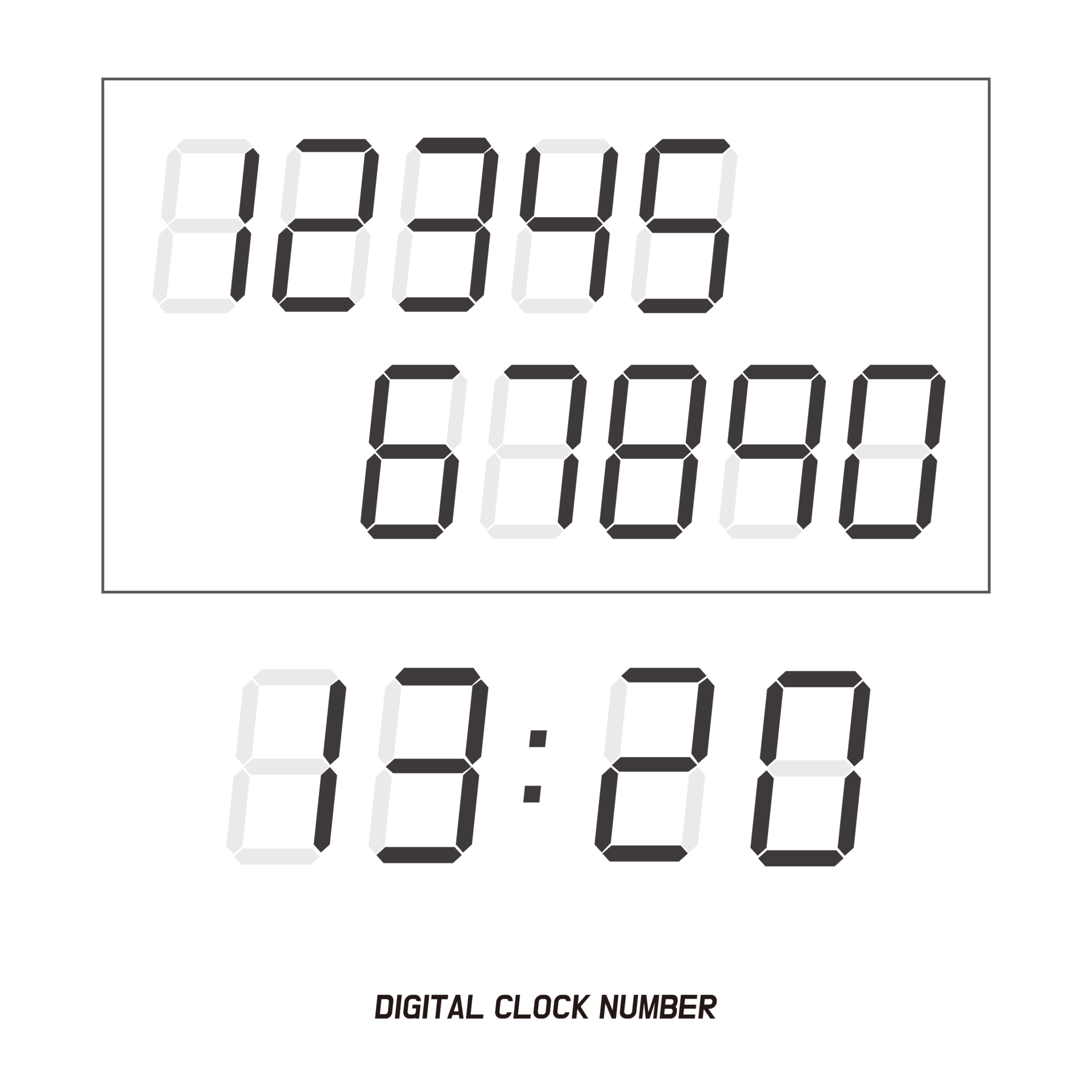 Digital Clock Number Icon Set 19025837 PNG