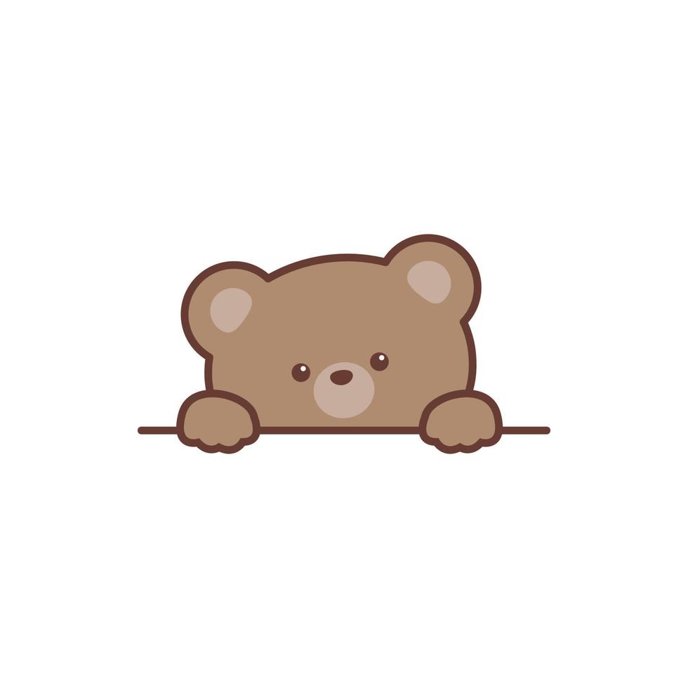 Cute Brown Bear Peeking Vector Illustration 19029343 Vector Art At