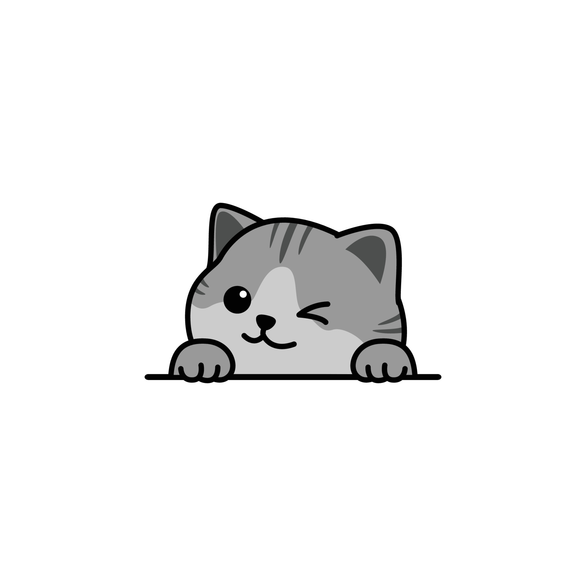 Cute Cat Peeking And Winking Eye Cartoon Vector Illustration 19029369