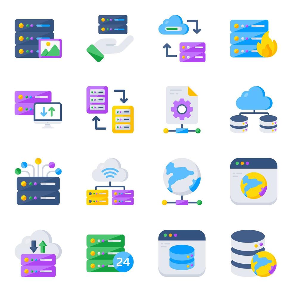 Pack of Server and Db Flat Icons 19029490 Vector Art at Vecteezy