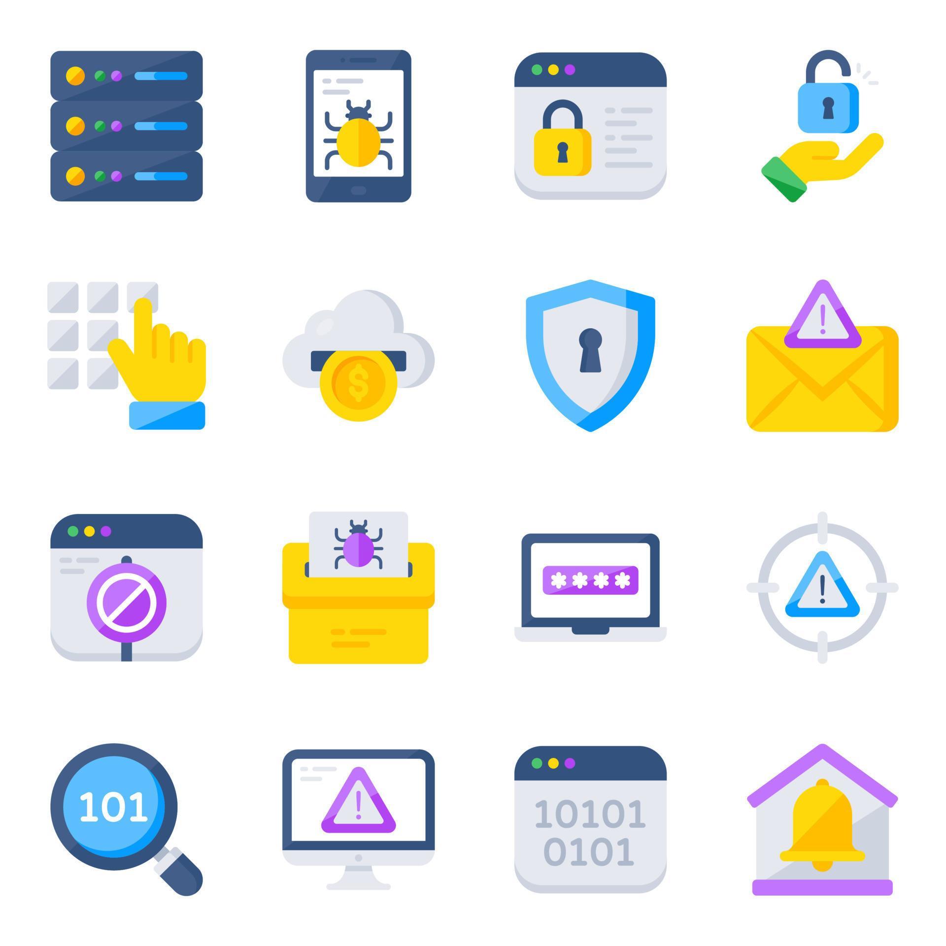 Pack Of Cybercrime Flat Icons 19029510 Vector Art At Vecteezy