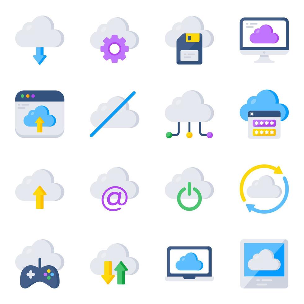 Pack of Cloud Computing Flat Icons 19029534 Vector Art at Vecteezy