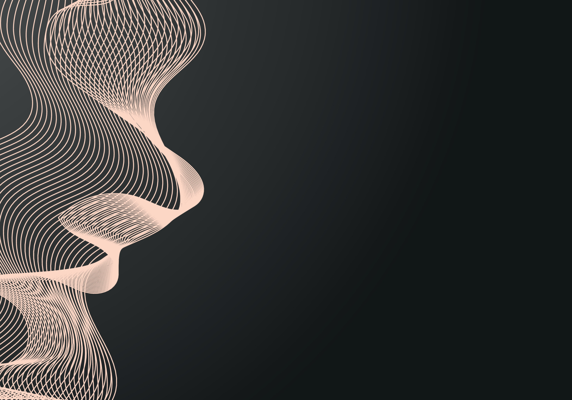 Abstract Vector Circle Halftone Black Background Gradient Retro Line Pattern Design Monochrome