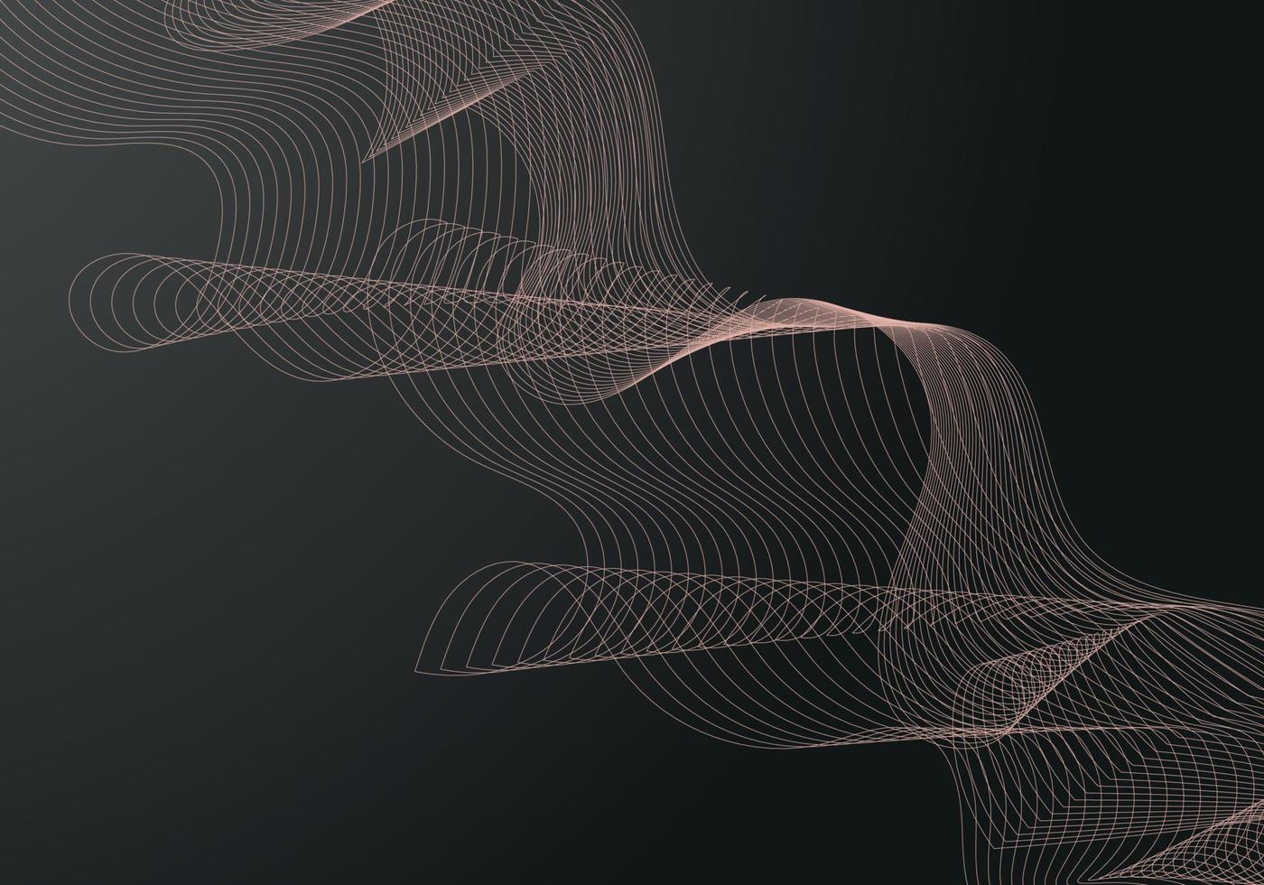 Abstract Vector Circle Halftone Black Background Gradient Retro Line Pattern Design Monochrome