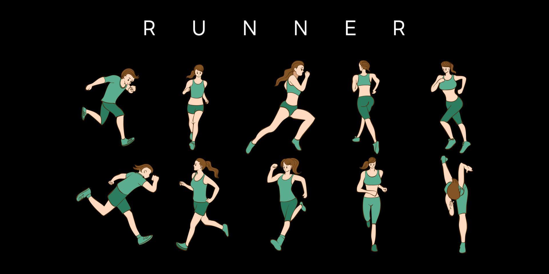 Runner vector set collection graphic clipart design 19029886 Vector Art ...