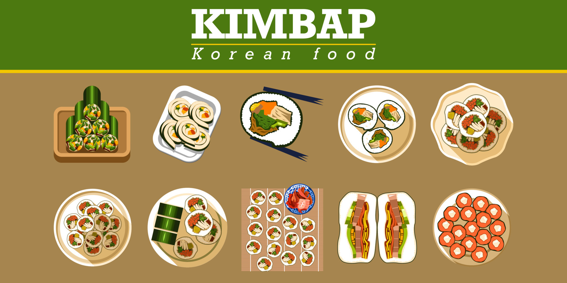 Kimbap vector set collection graphic design 19029888 Vector Art at Vecteezy
