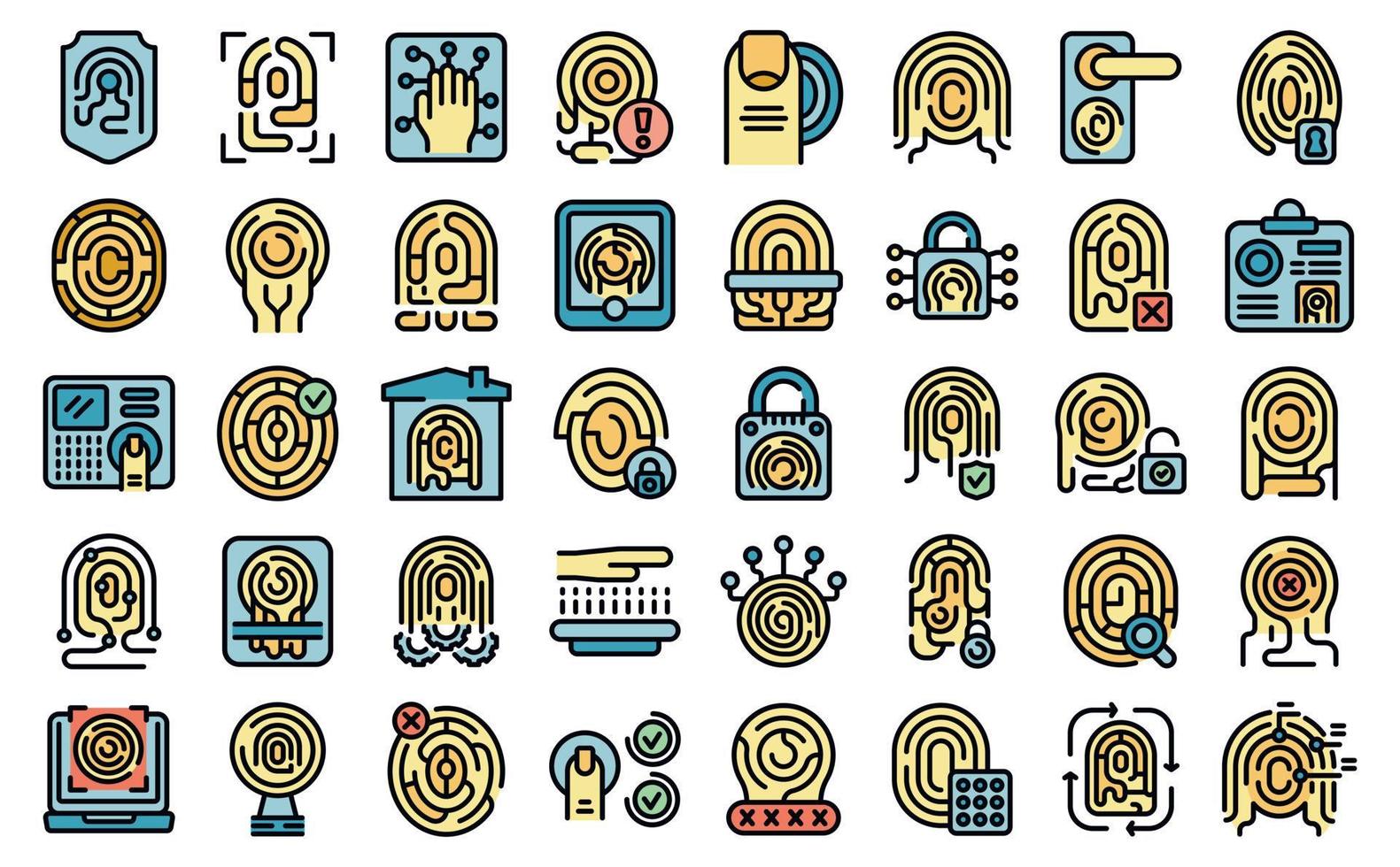 Fingerprinting Icons Set Vector Flat 19034283 Vector Art At Vecteezy