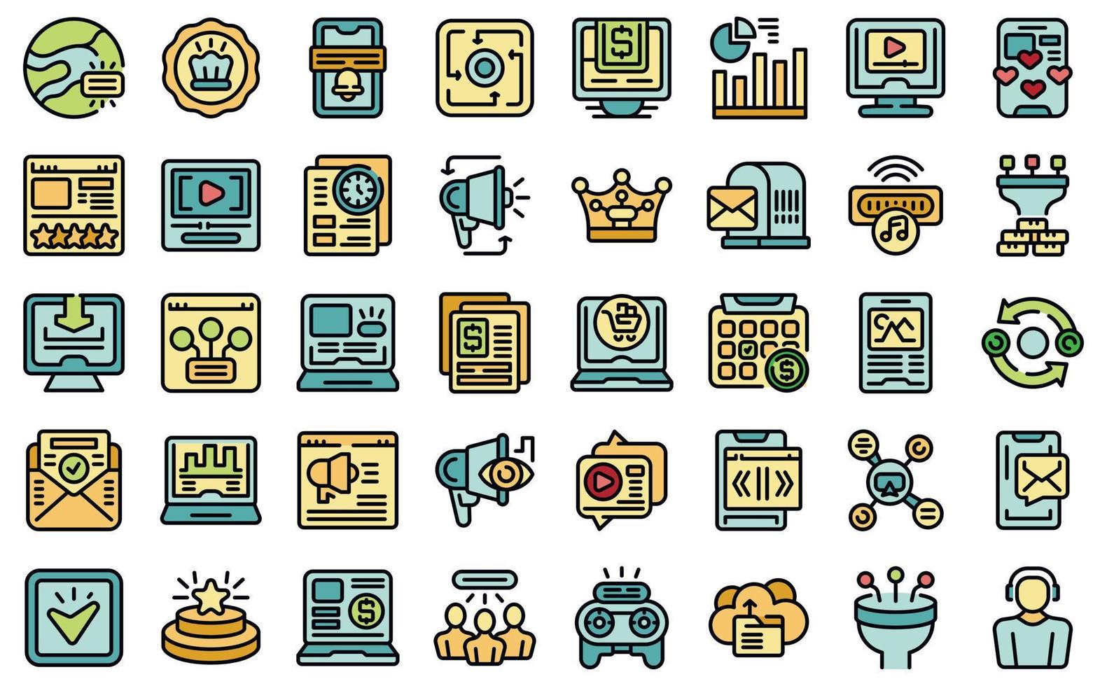 Subscription service icons set vector flat 19034294 Vector Art at Vecteezy