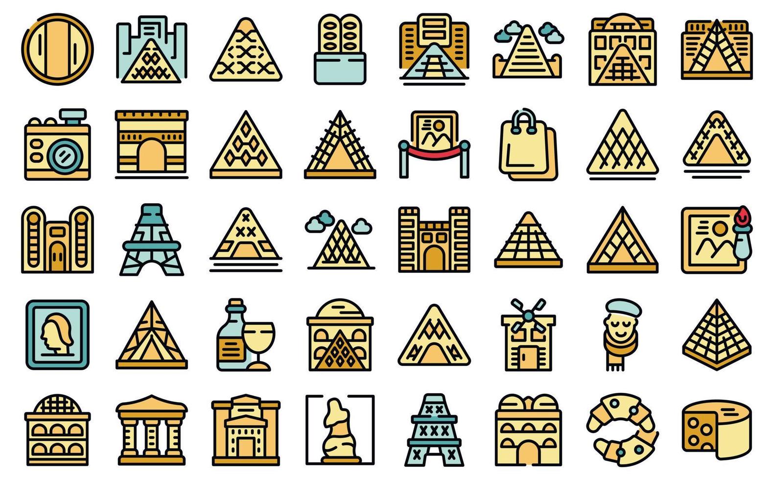 Louvre icons set vector flat 19034298 Vector Art at Vecteezy