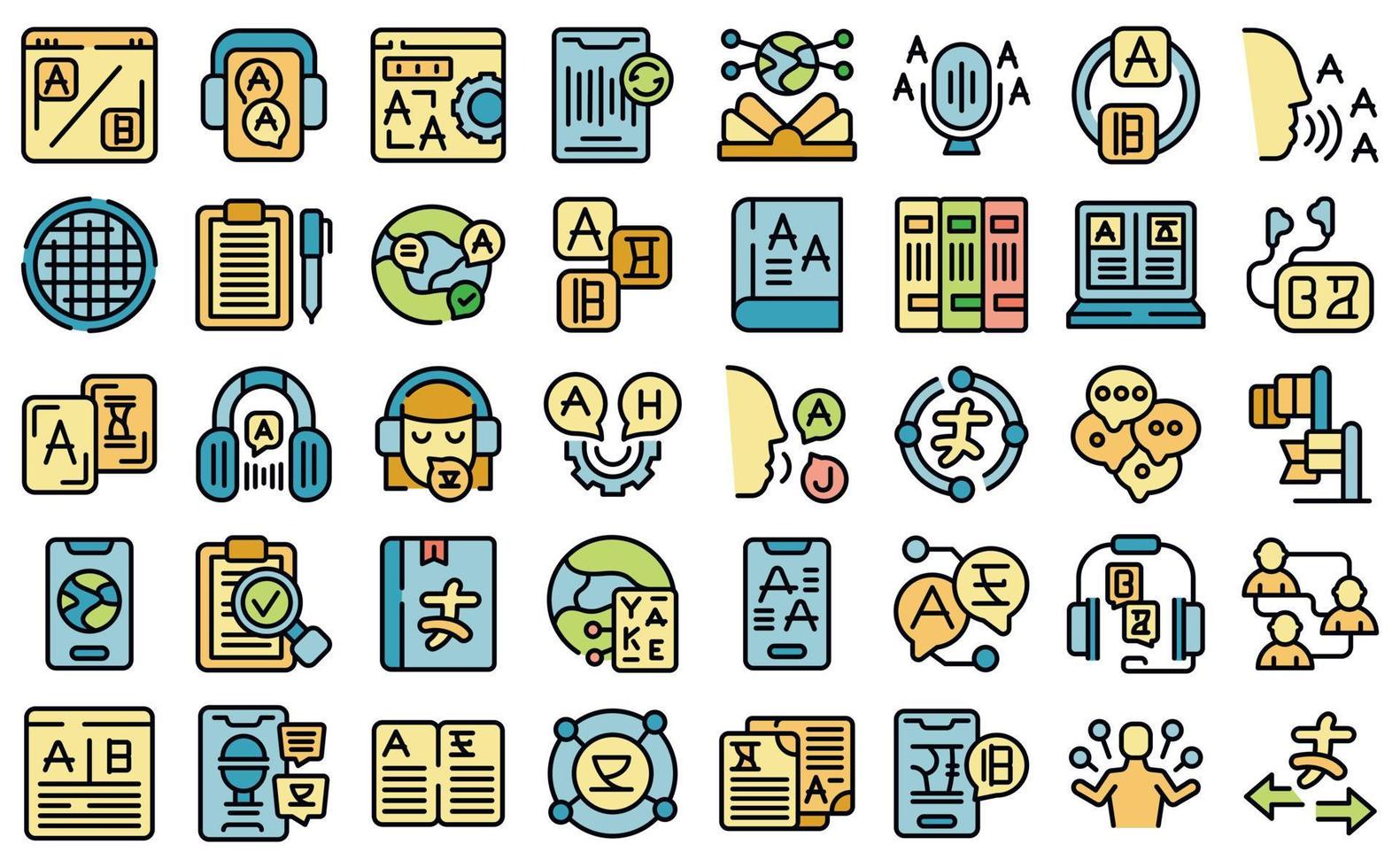 Interpreter Icons Set Vector Flat 19034646 Vector Art At Vecteezy