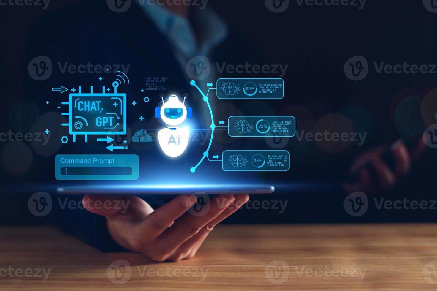 Chatbot Chat concept AI, Artificial Intelligence. businessman using technology smart robot AI ...