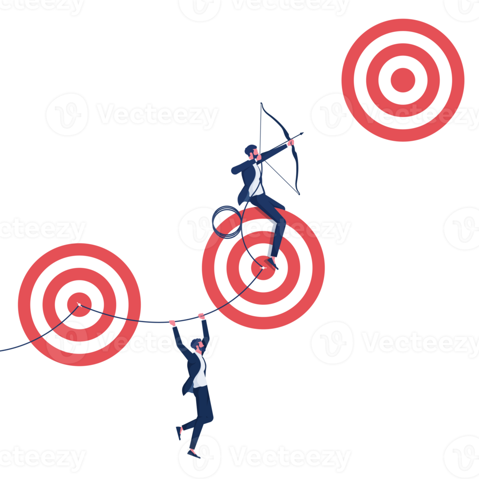 Reaching Higher Targets Concept-Businessman aiming for top goal ... Reaching Higher Targets Concept-Businessman aiming for top goal ...