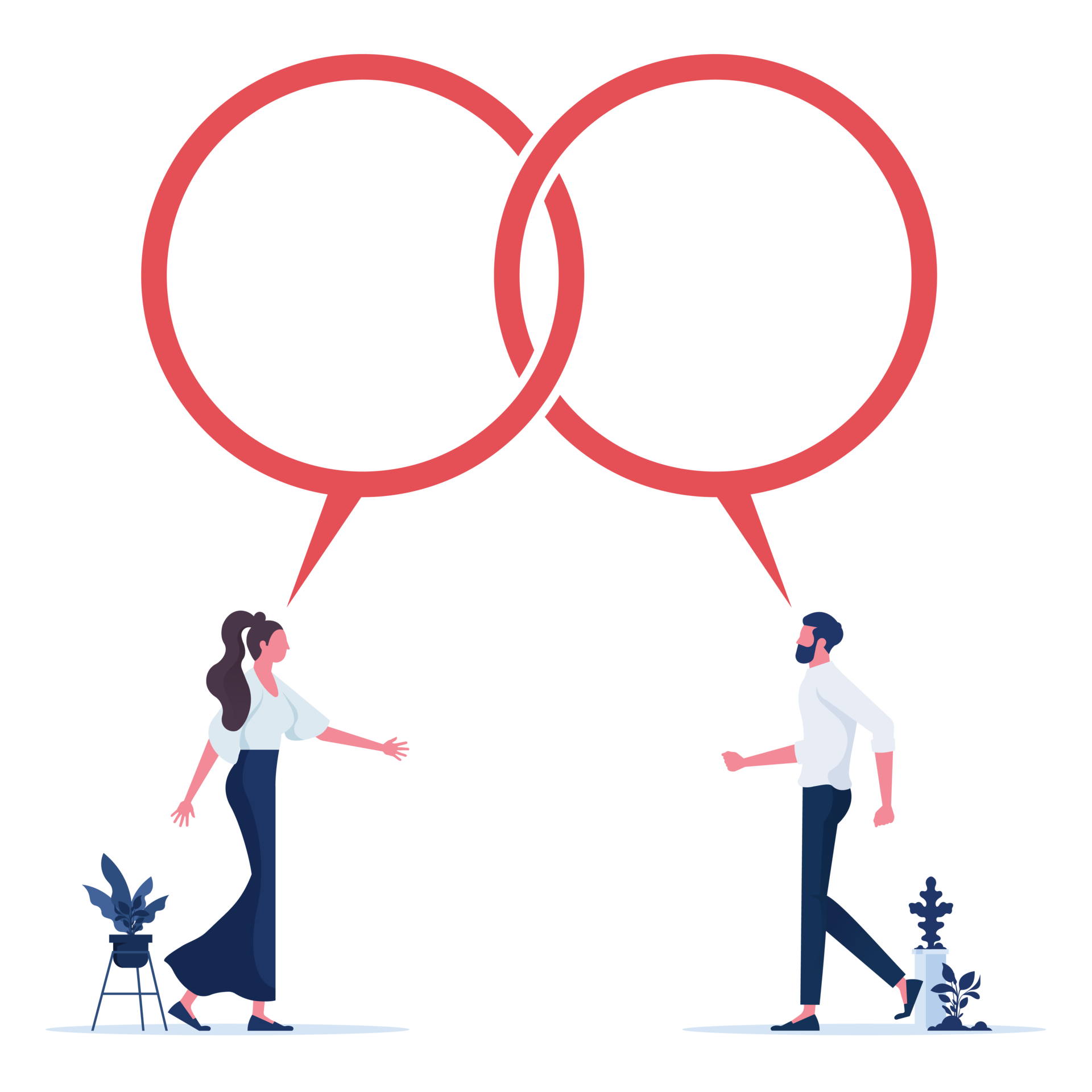 Discuss reaching an agreement concept-Two people talking with speech ...