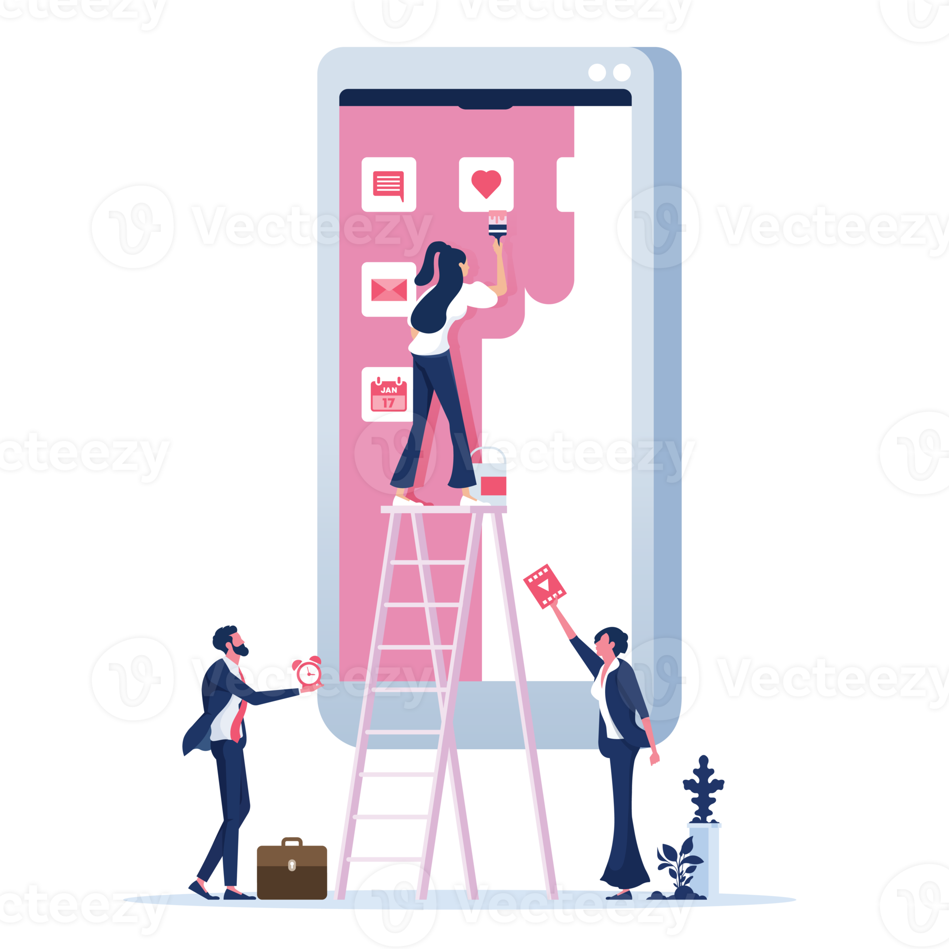 Developers building mobile apps and working together on a user interface-Communication and ...