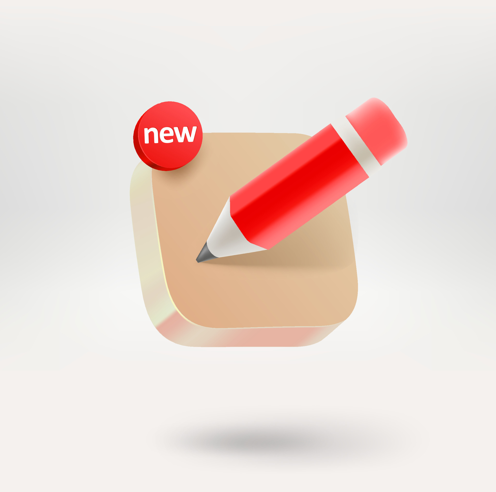 Write A Message Button With New Label Mobile Application Icon 3d