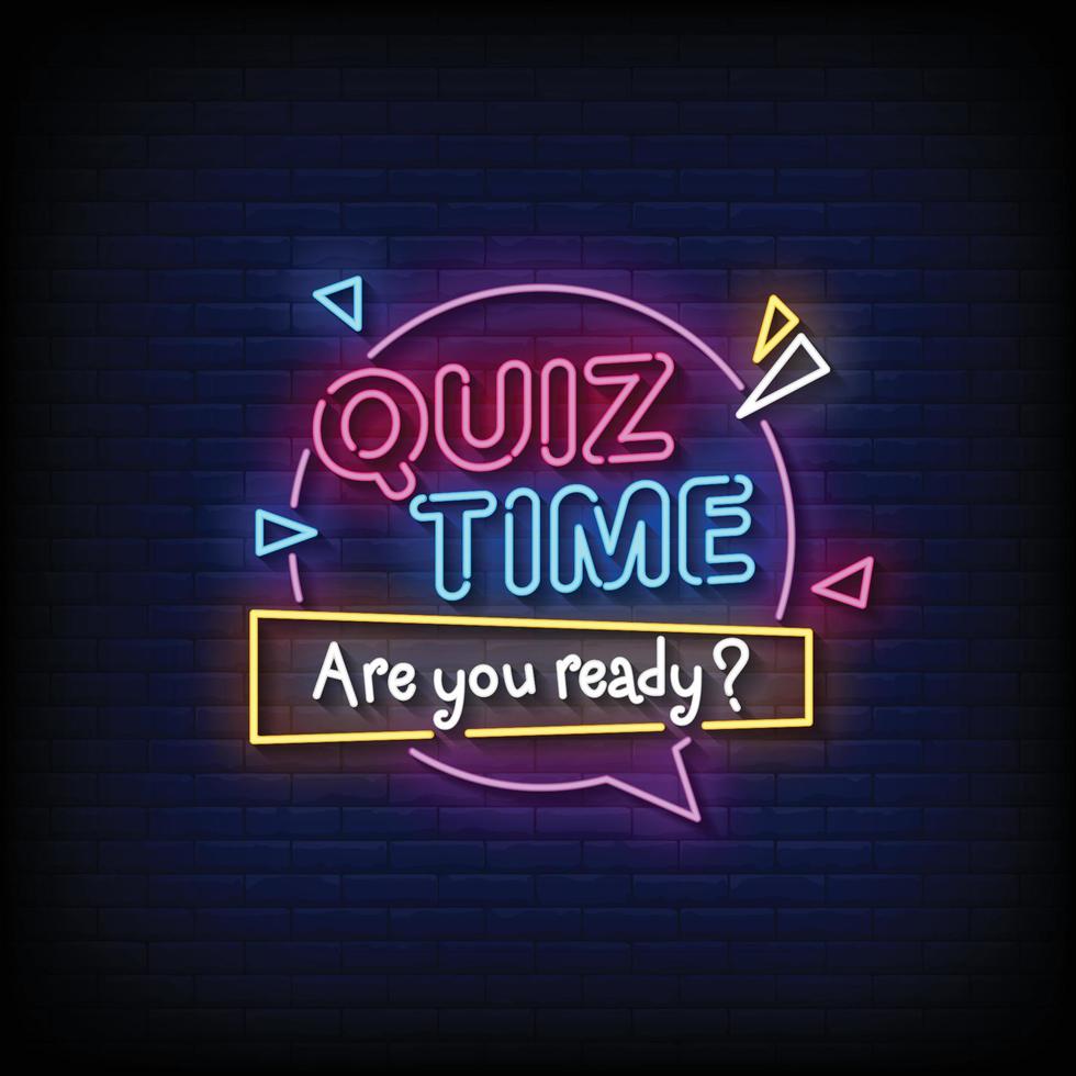 Neon Sign quiz time with brick wall background vector 19040629 Vector ... Neon Sign quiz time with brick wall background vector 19040629 Vector ...