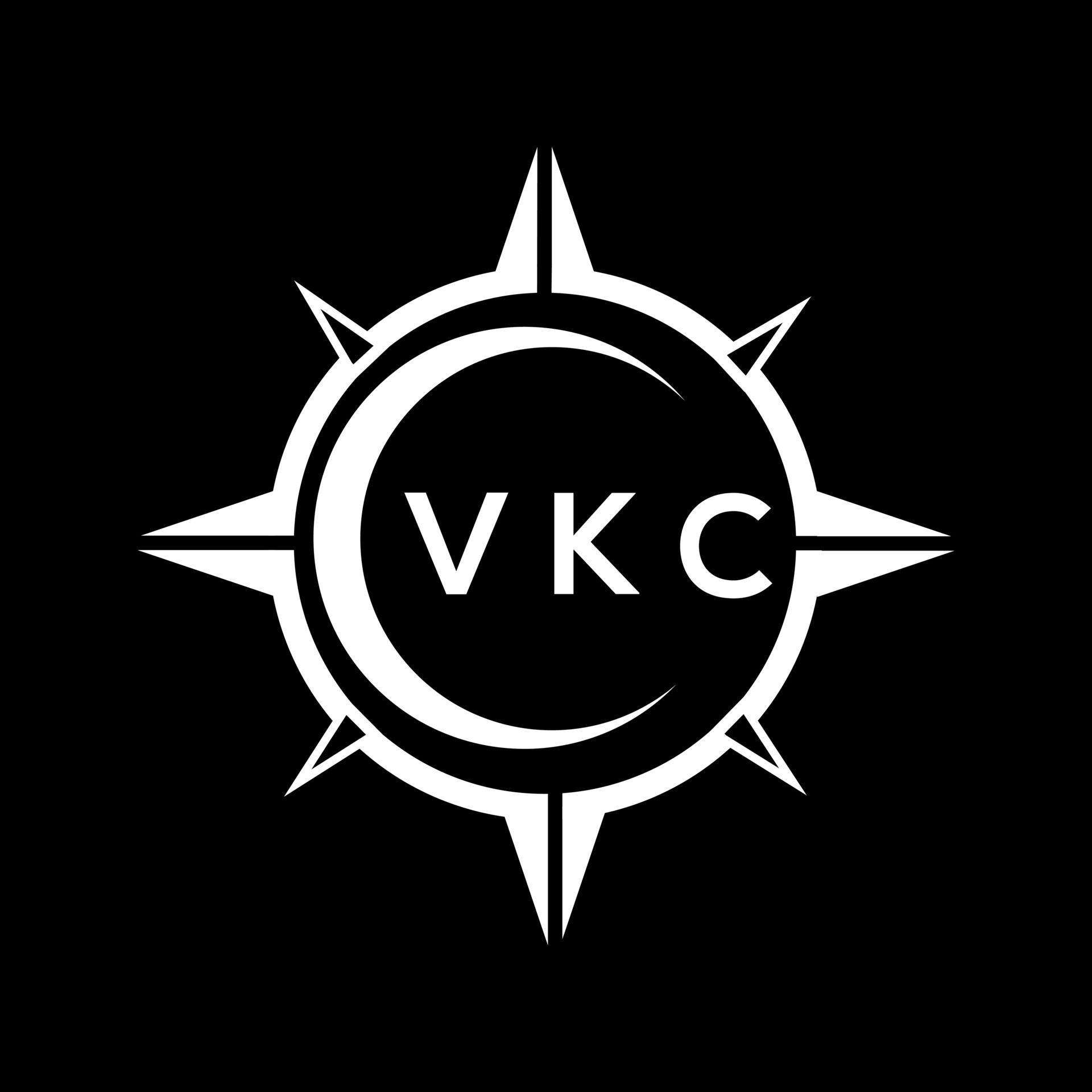 vkc diseño de logotipo de tecnología abstracta sobre fondo negro. concepto de logotipo de letra ...