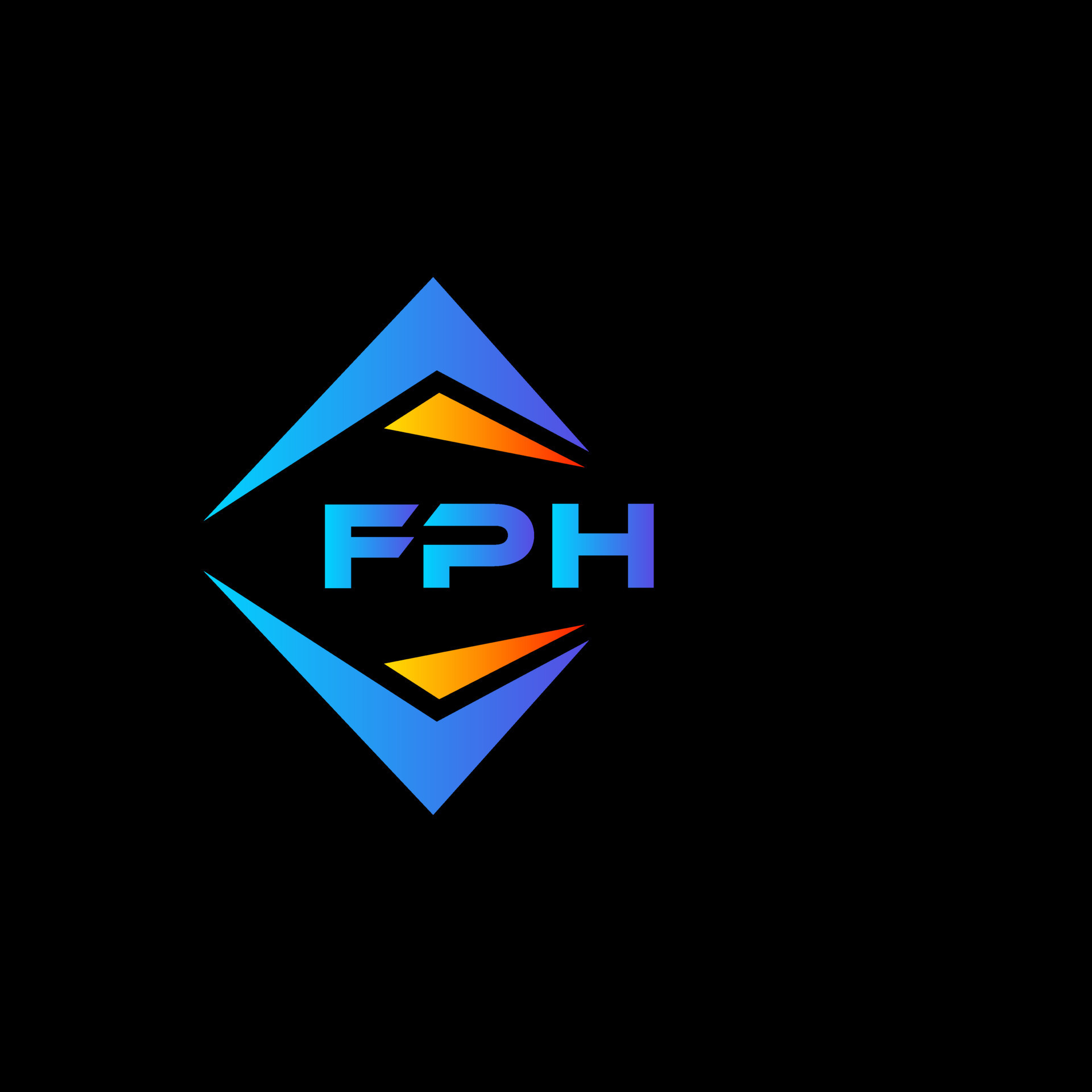 Diseño de logotipo de tecnología abstracta fph sobre fondo negro. concepto de logotipo de letra ...