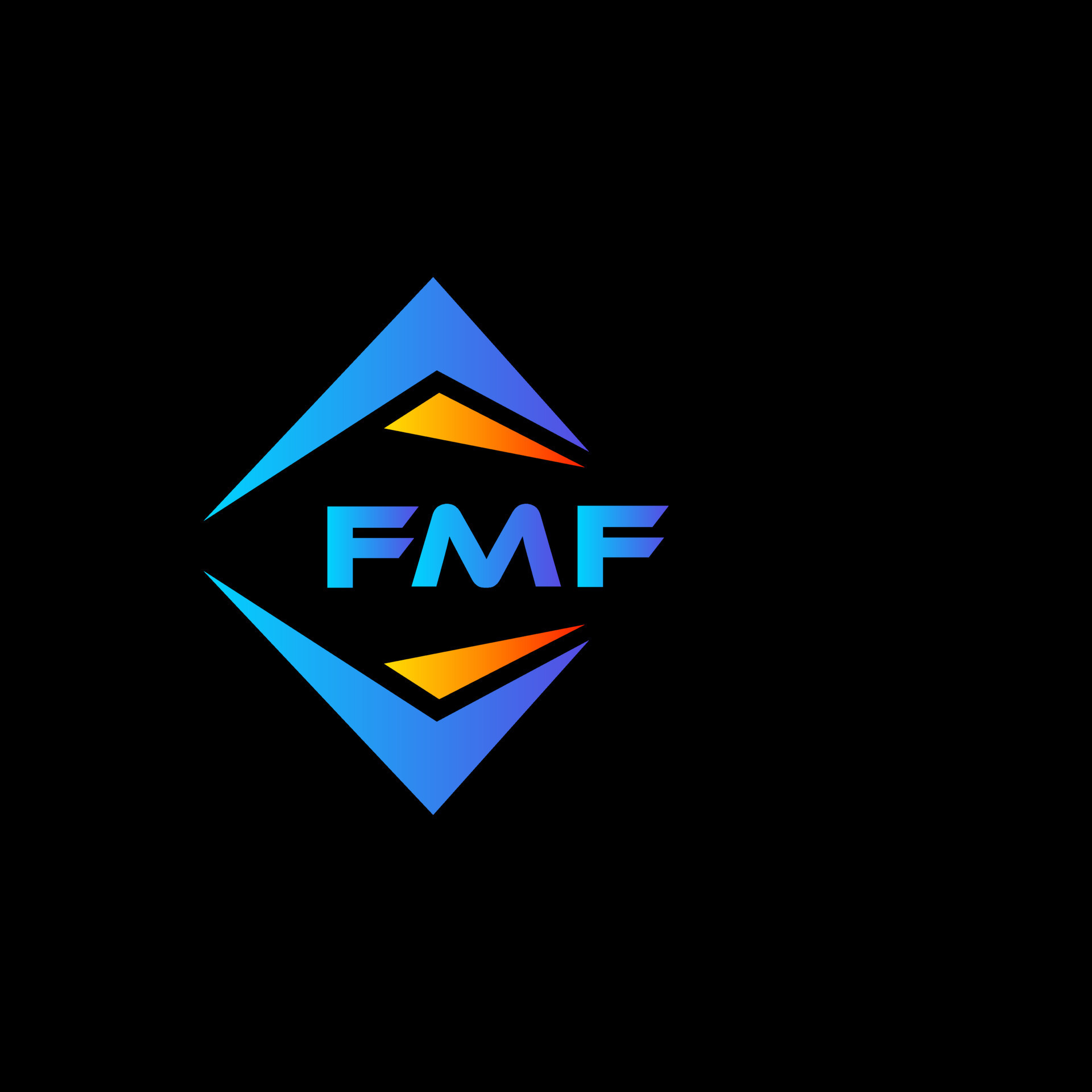 diseño de logotipo de tecnología abstracta fmf sobre fondo negro. concepto de logotipo de letra ...