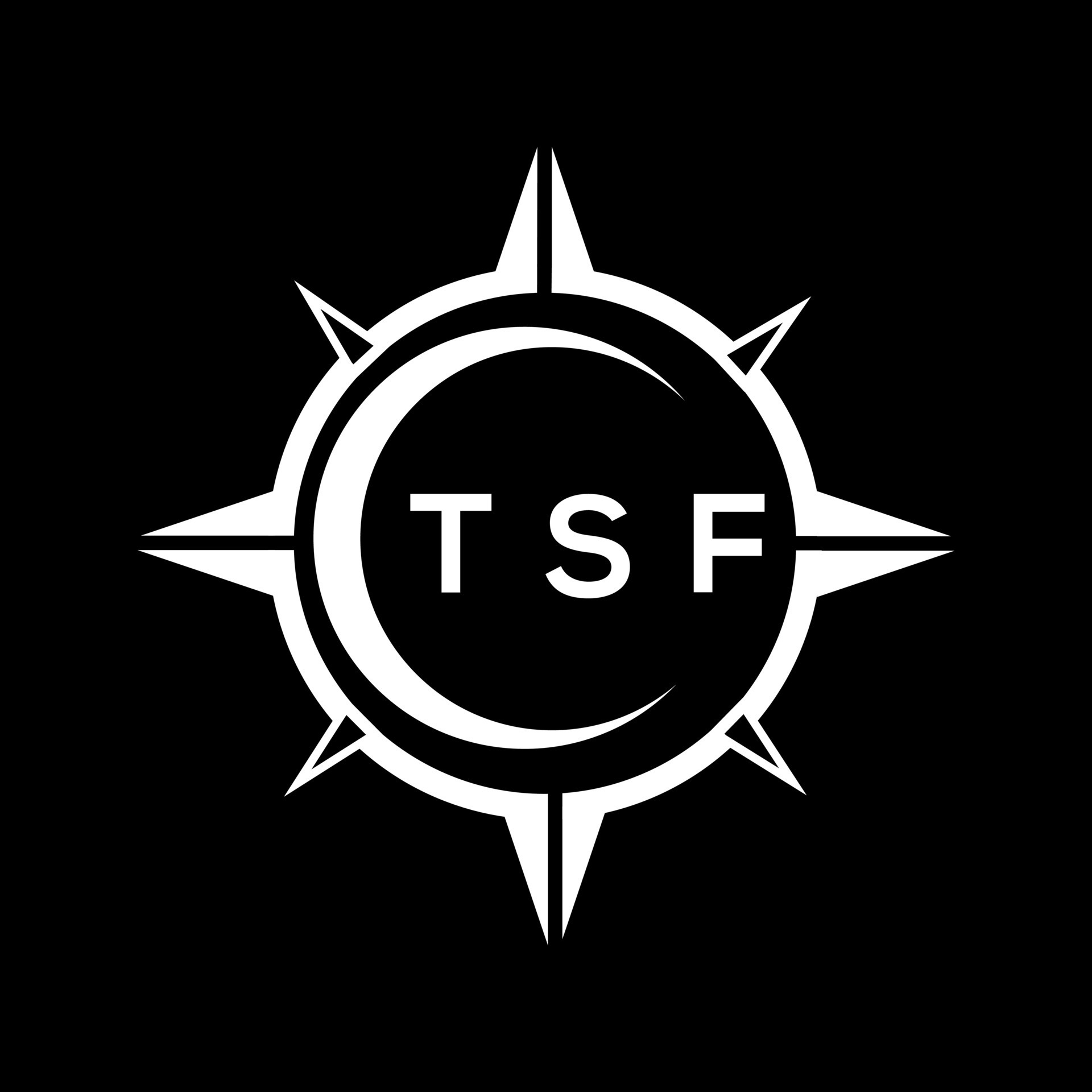 diseño de logotipo de tecnología abstracta tsf sobre fondo negro. concepto de logotipo de letra ...