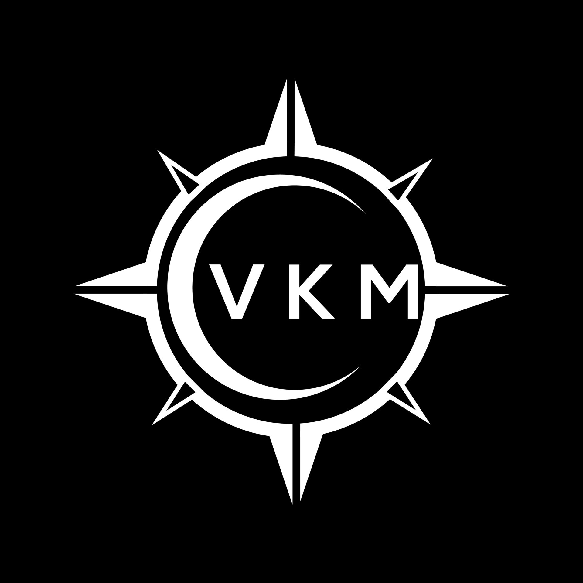 Diseño de logotipo de tecnología abstracta vkm sobre fondo negro. Concepto de logotipo de letra ...