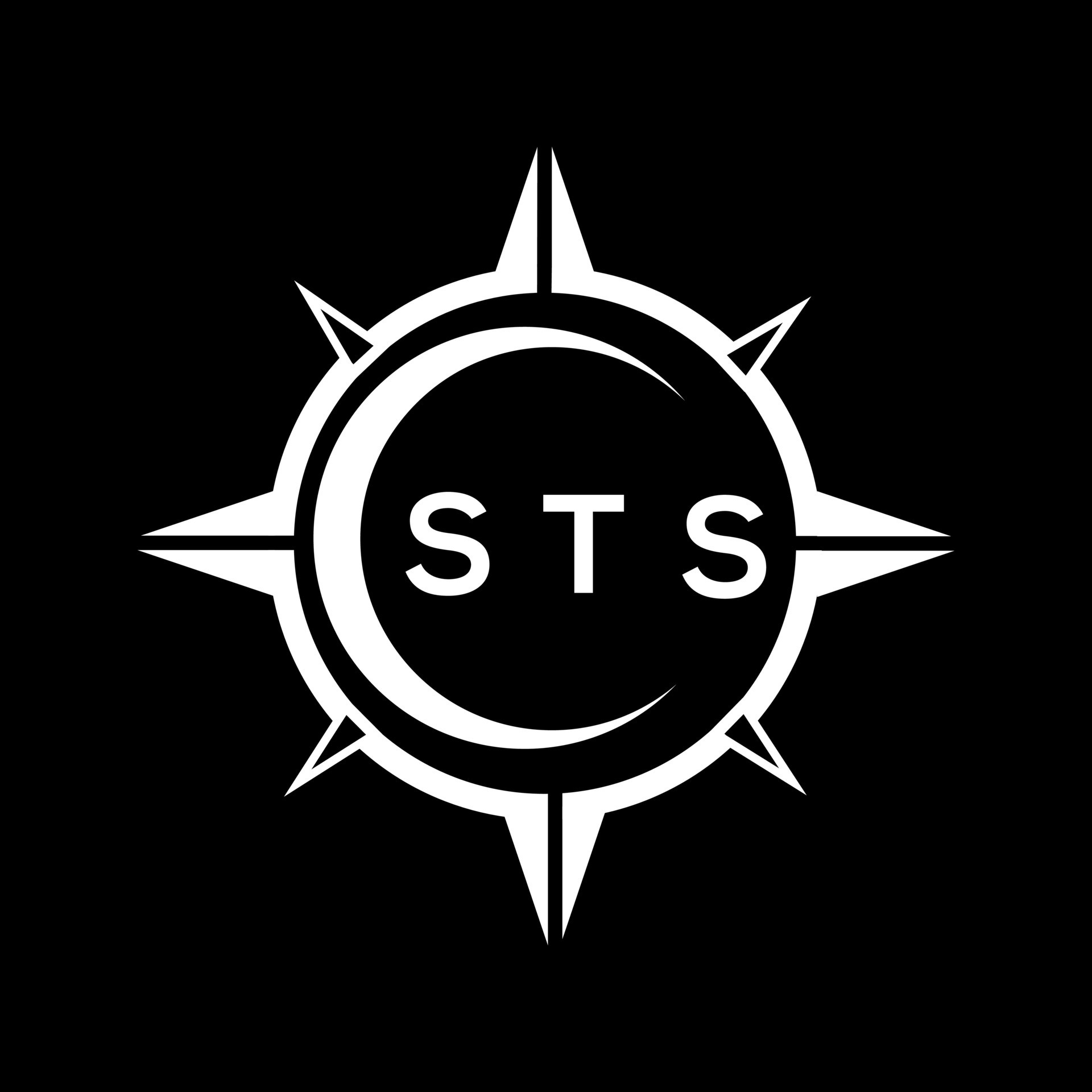 diseño de logotipo de tecnología abstracta sts sobre fondo negro. concepto creativo del logotipo ...
