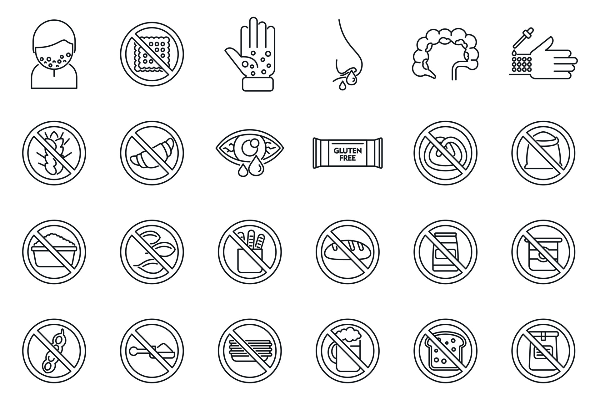 Gluten intolerance icons set outline vector. Free gluten 19053421 ... Gluten intolerance icons set outline vector. Free gluten 19053421 ...