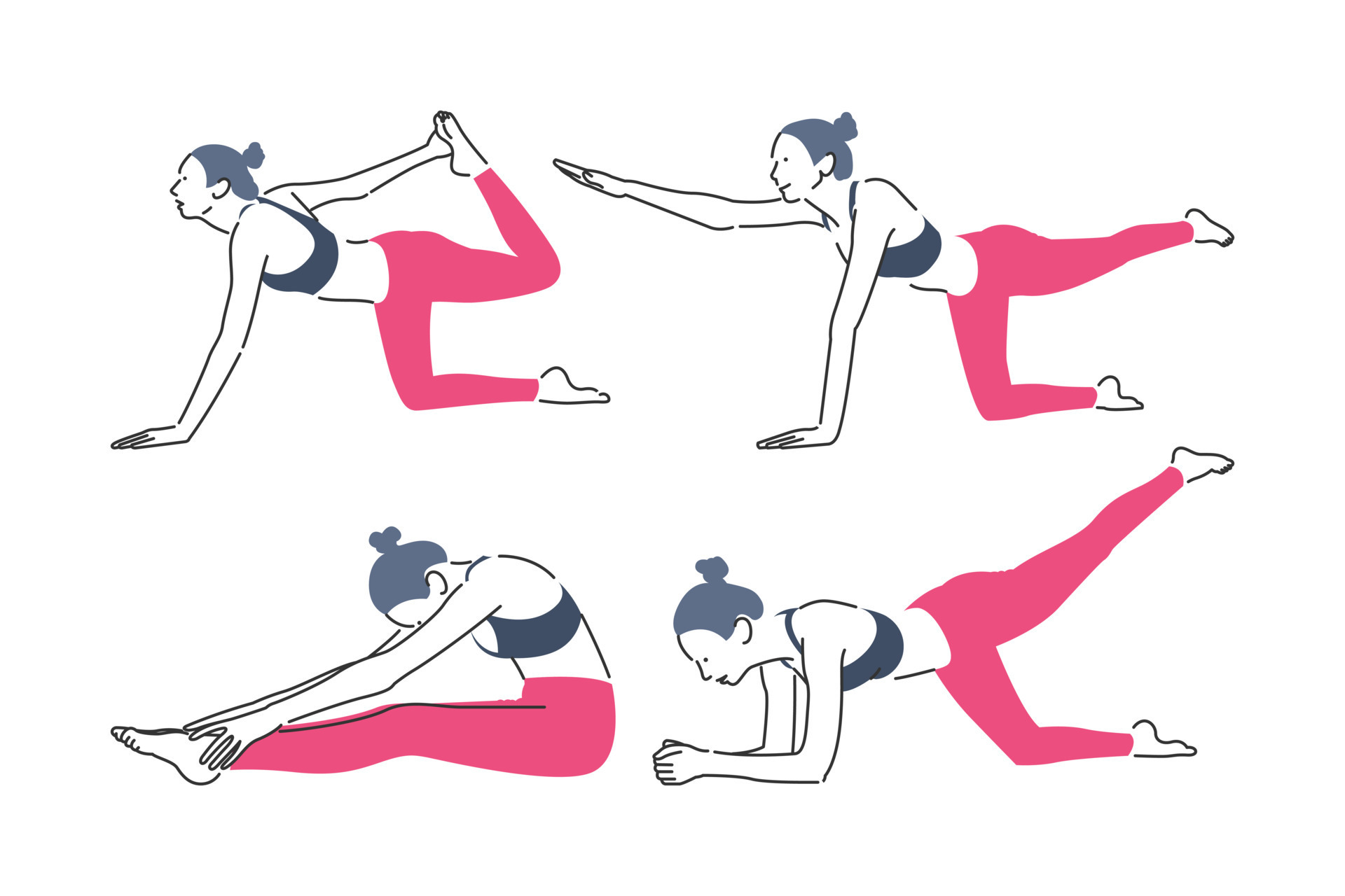 A Set Of Icon Illustrations Of Beautiful Young Girls Doing Yoga Exercises On The Floor 19054177