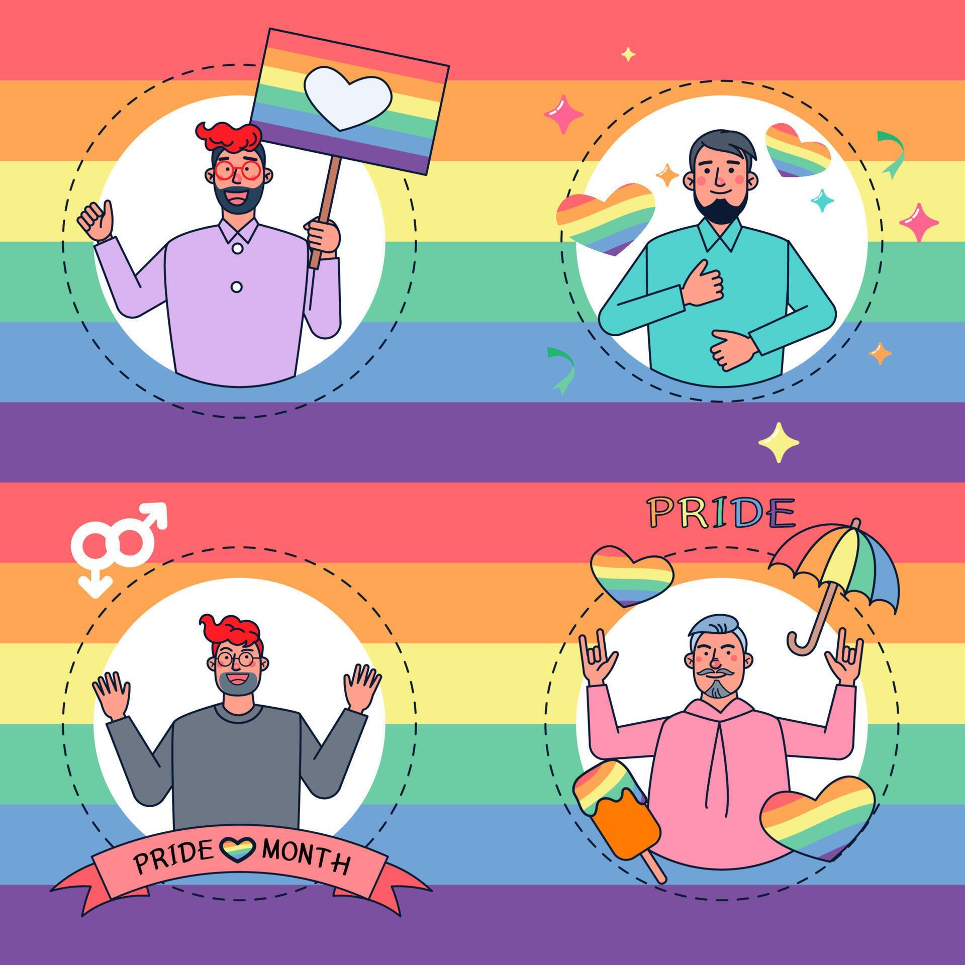 Happy pride month LGBTQ banners and flag for advertising and web pages ...