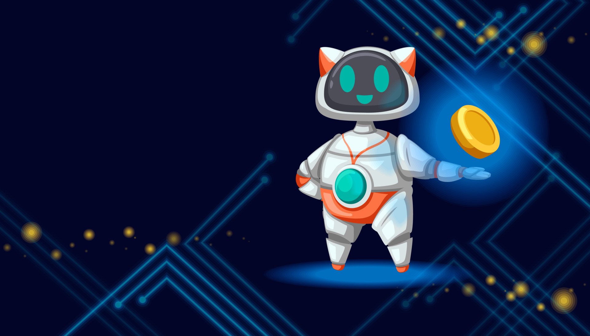 Set of android character robot cartoon style futuristic machine for ...